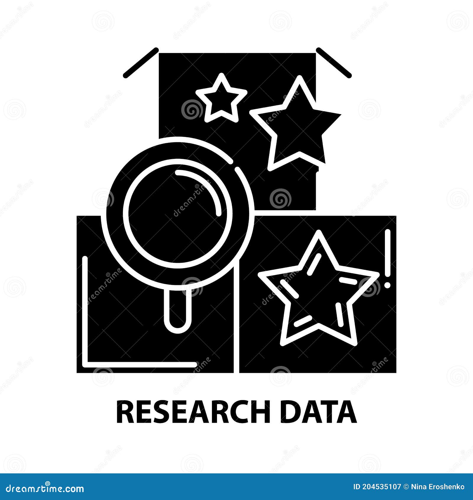 Research Data Icon, Black Vector Sign with Editable Strokes, Concept ...