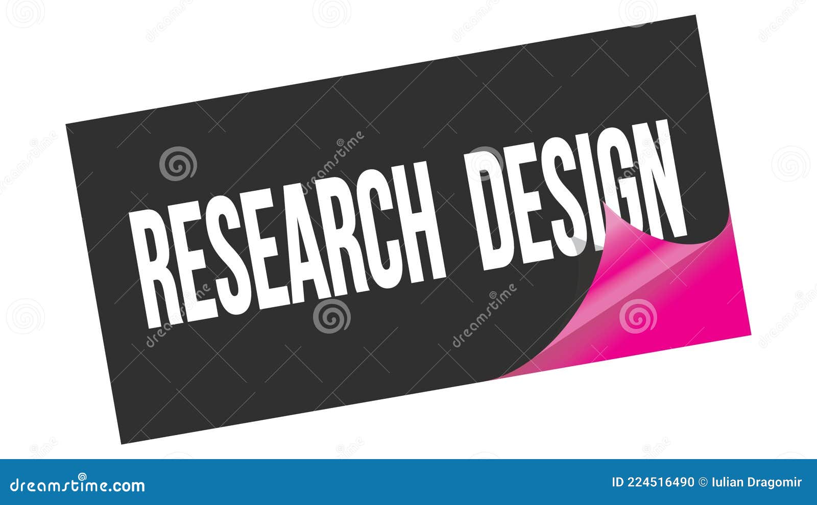 RESEARCH DESIGN Text on Black Pink Sticker Stamp Stock Illustration ...
