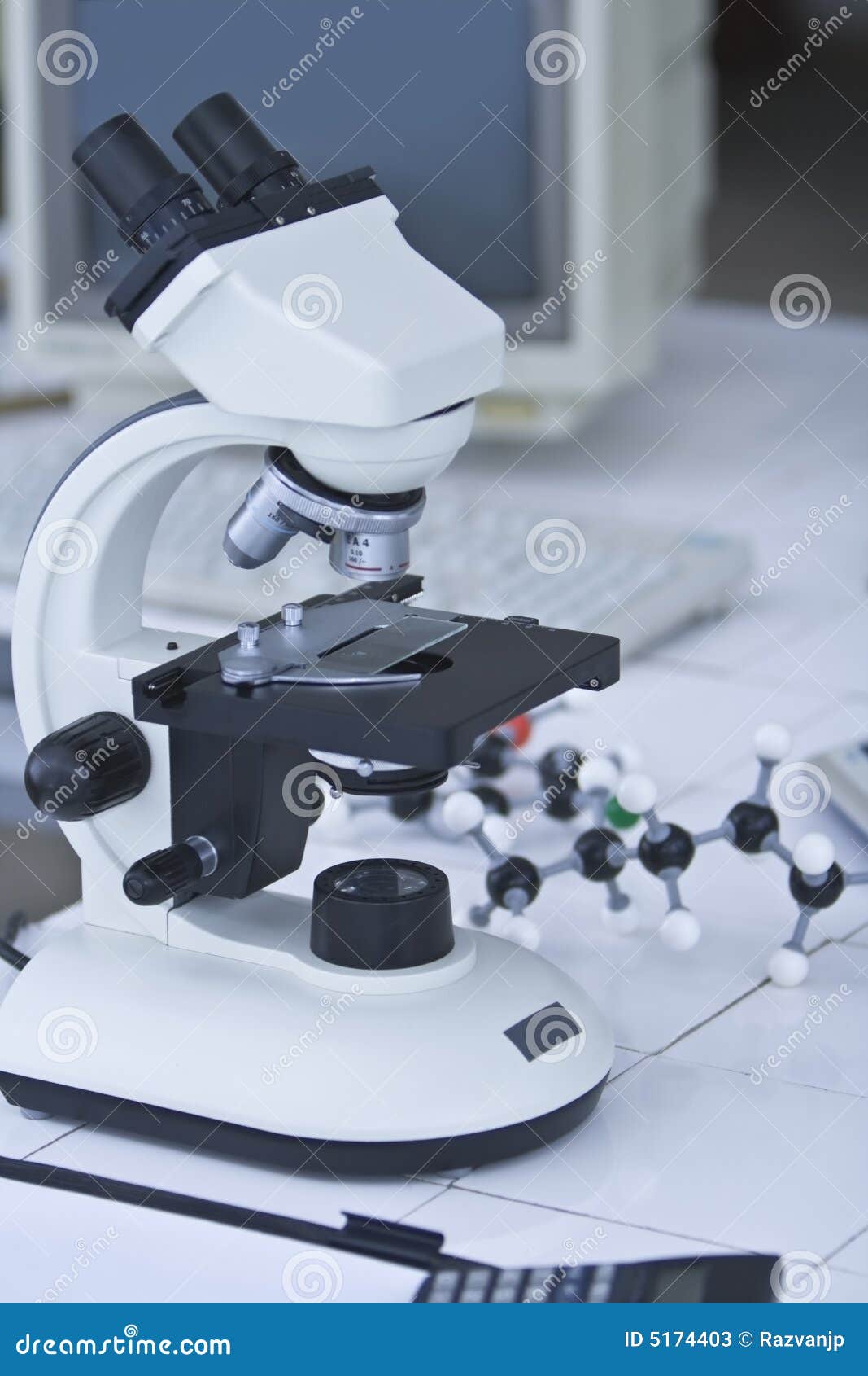 Research desk stock image. Image of medicine, computer - 5174403