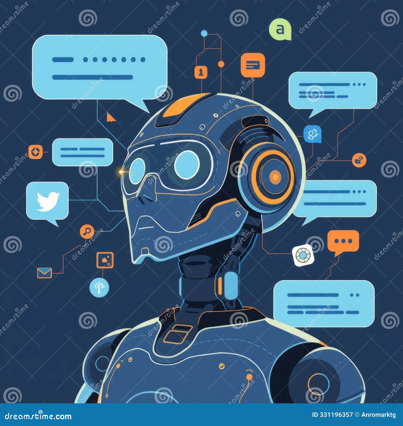 Chatbots Development. Digital Chatbot Assistant, Friendly Robots And ...