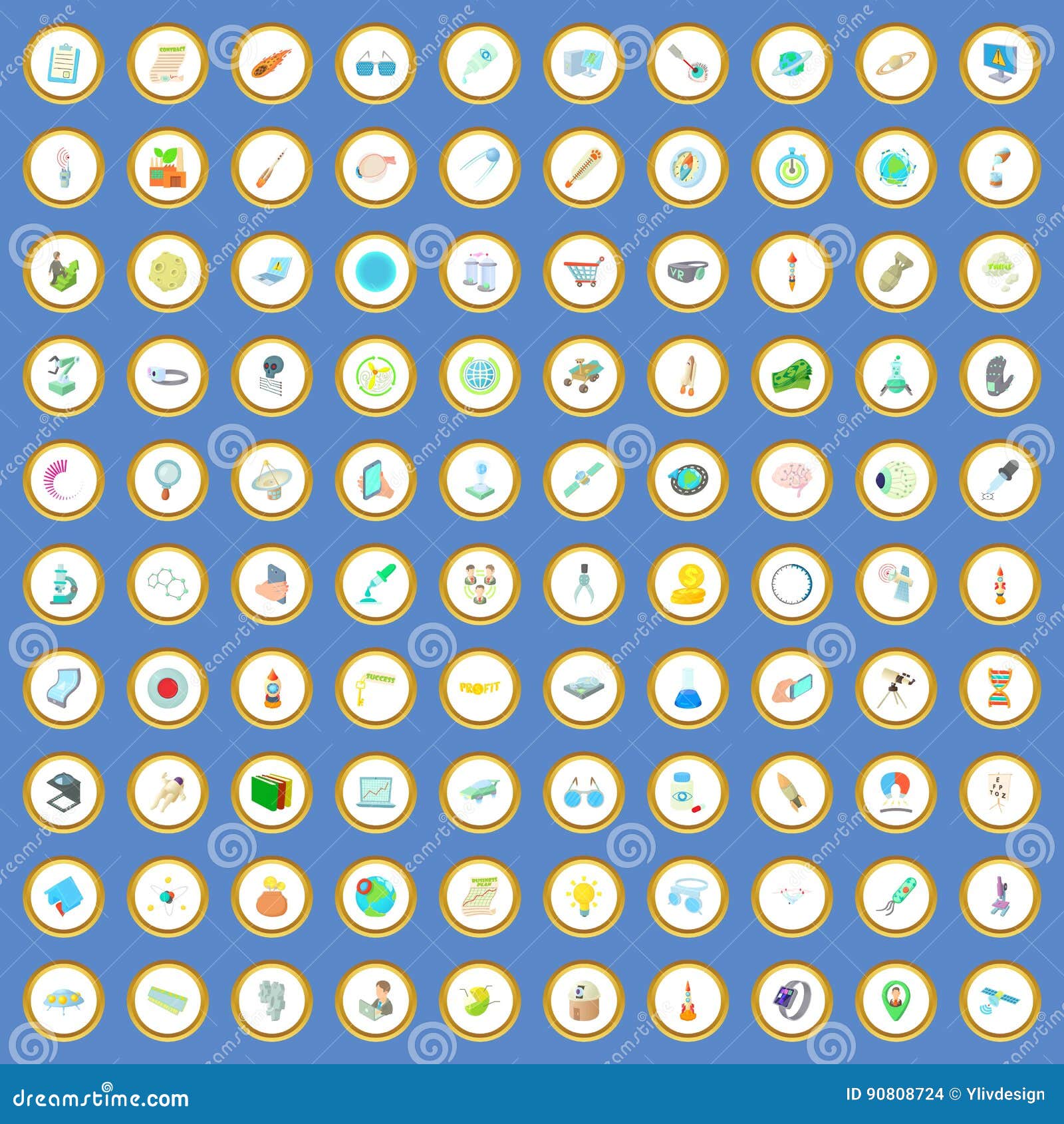 100 Research and Development Icons Set Cartoon Stock Vector ...