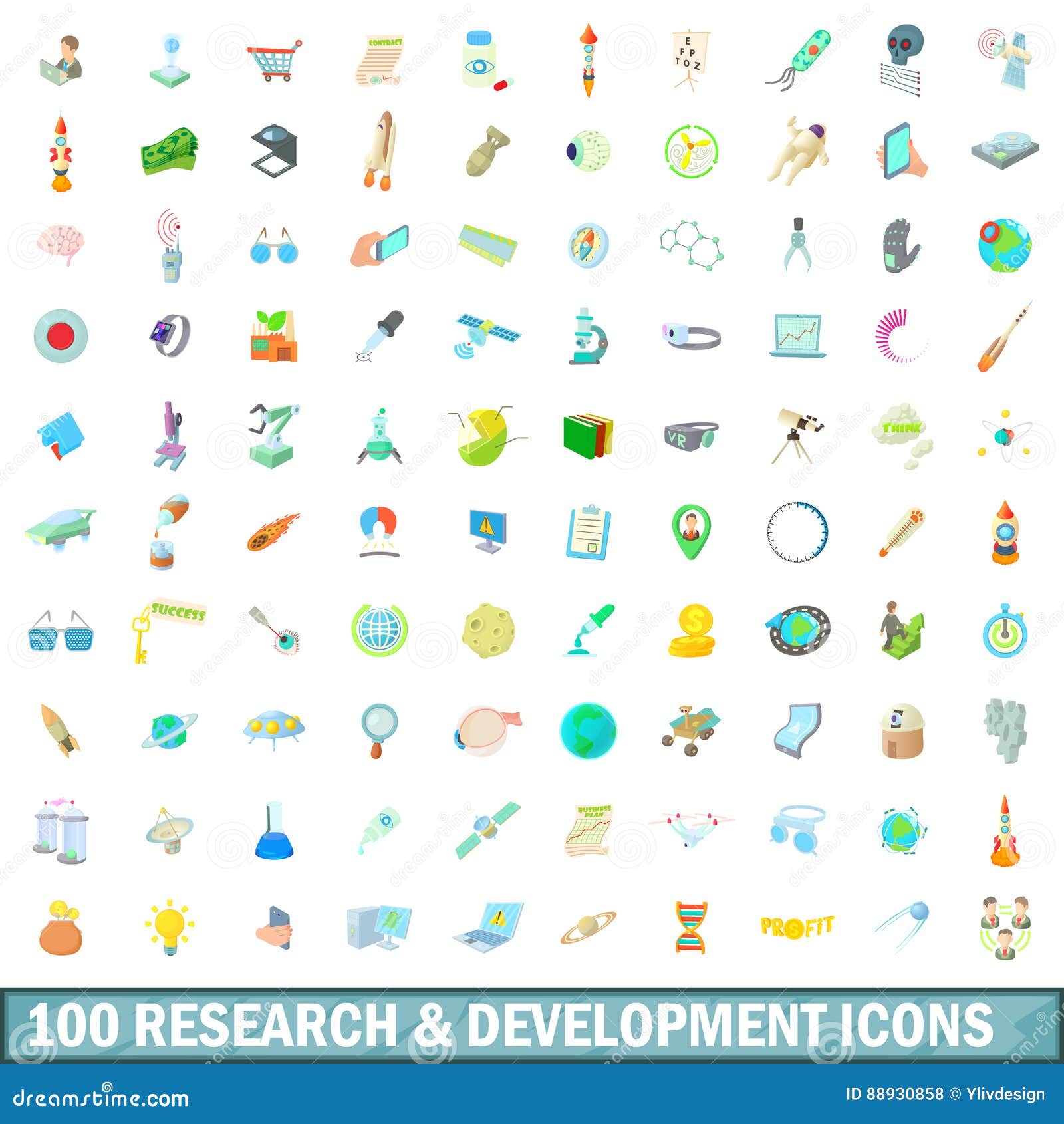 100 Research and Development Icons Set Stock Vector - Illustration of ...