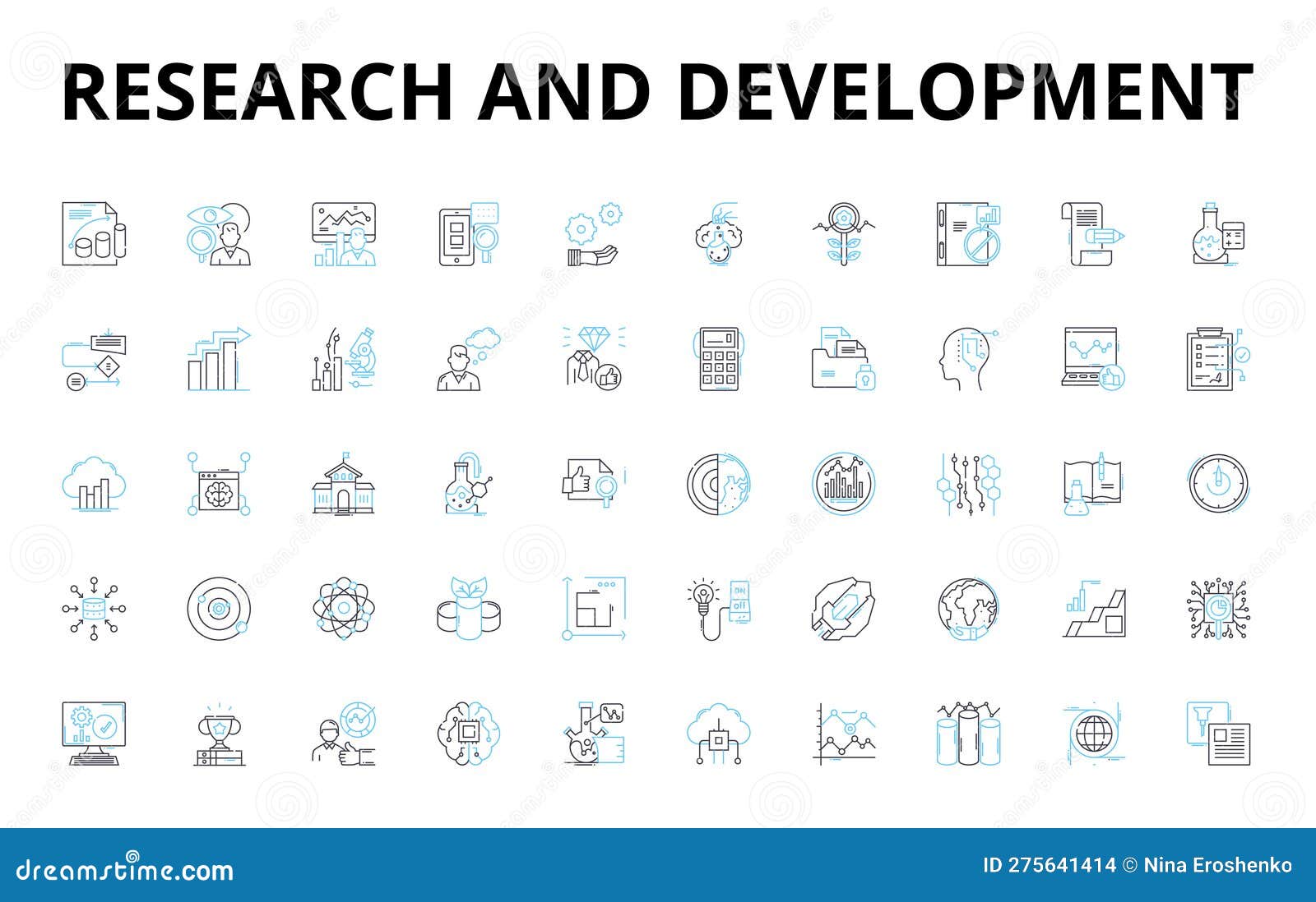 Research and Development Linear Icons Set. Innovation, Experiment ...