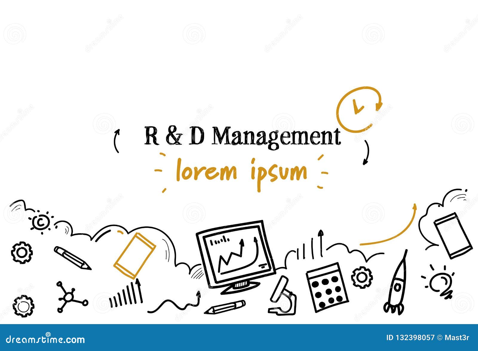 Research And Development Management Concept Sketch Doodle Horizontal ...