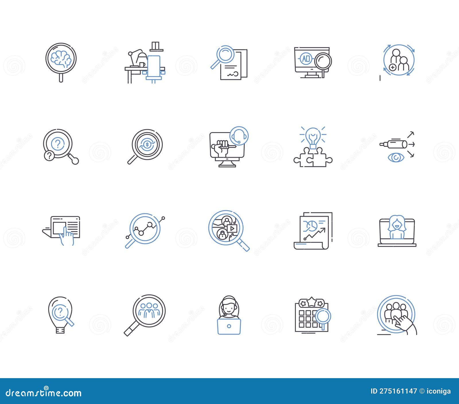 Research and Development Outline Icons Collection. Research ...