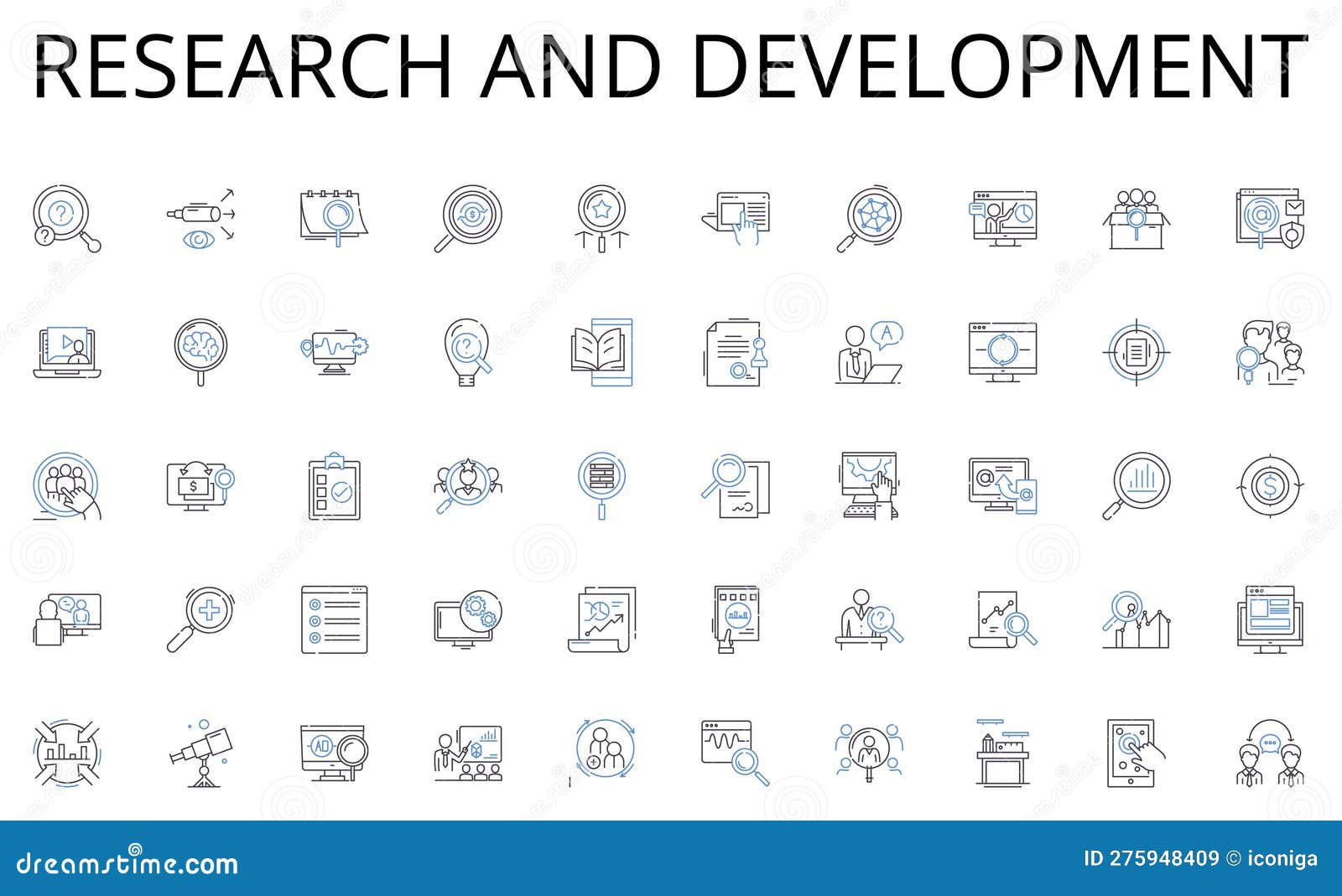 Research and Development Line Icons Collection. Leadership, Mentorship ...