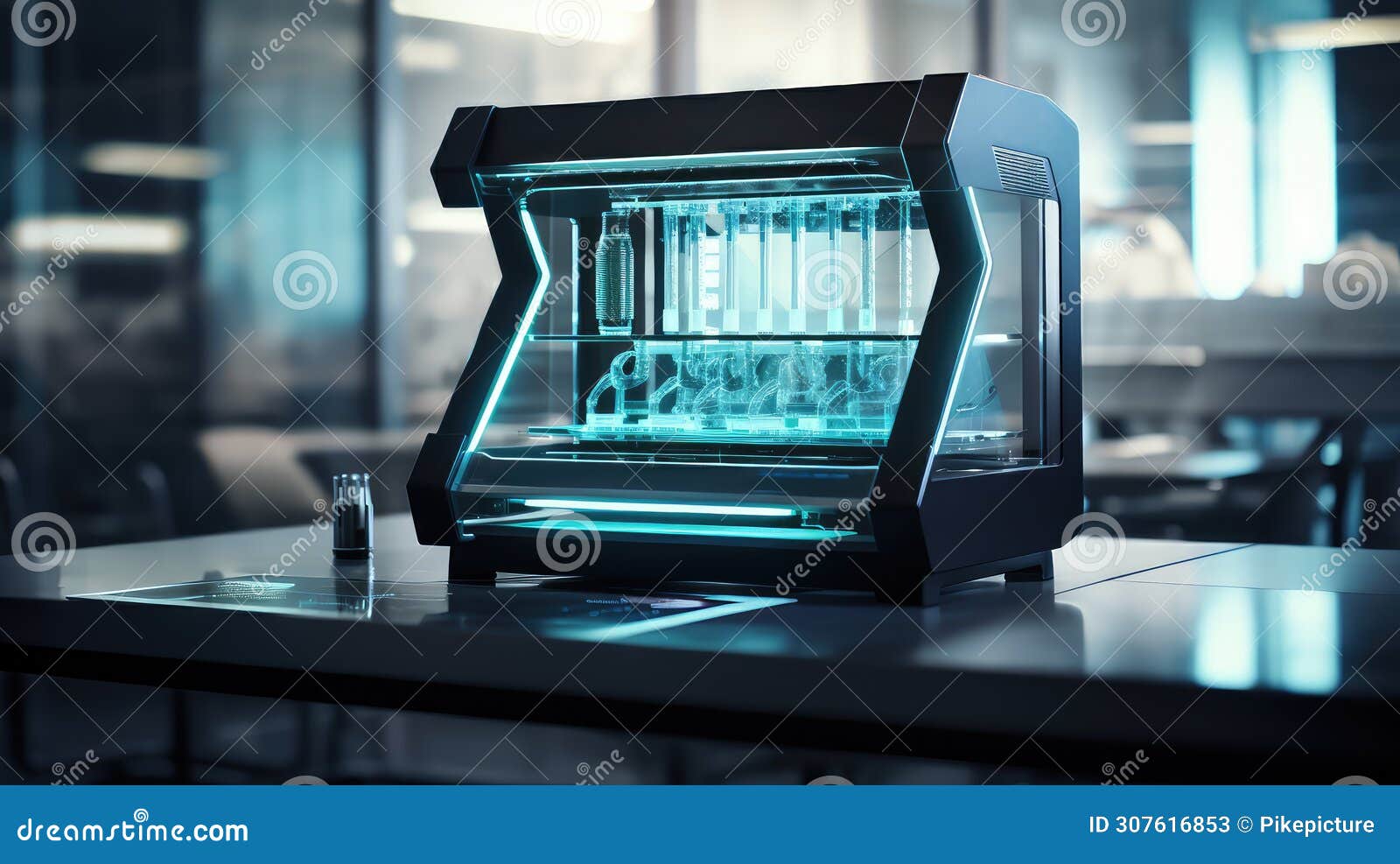 DNA Sequencing Machine At Work In A Sterile Lab, Glowing With Digital ...
