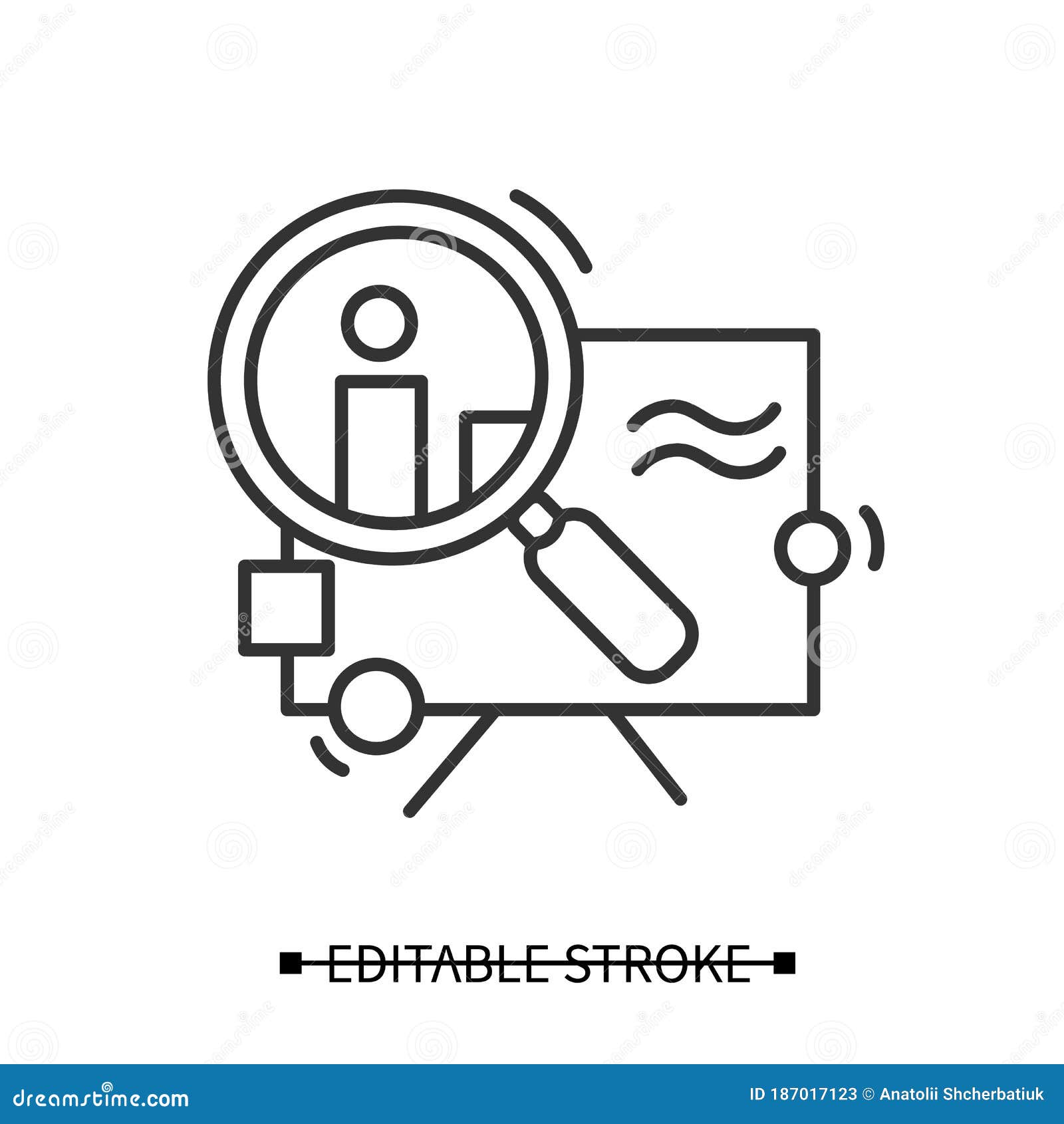 Research Icon. Magnifier Over Technical Solution and Statistic. Vector ...