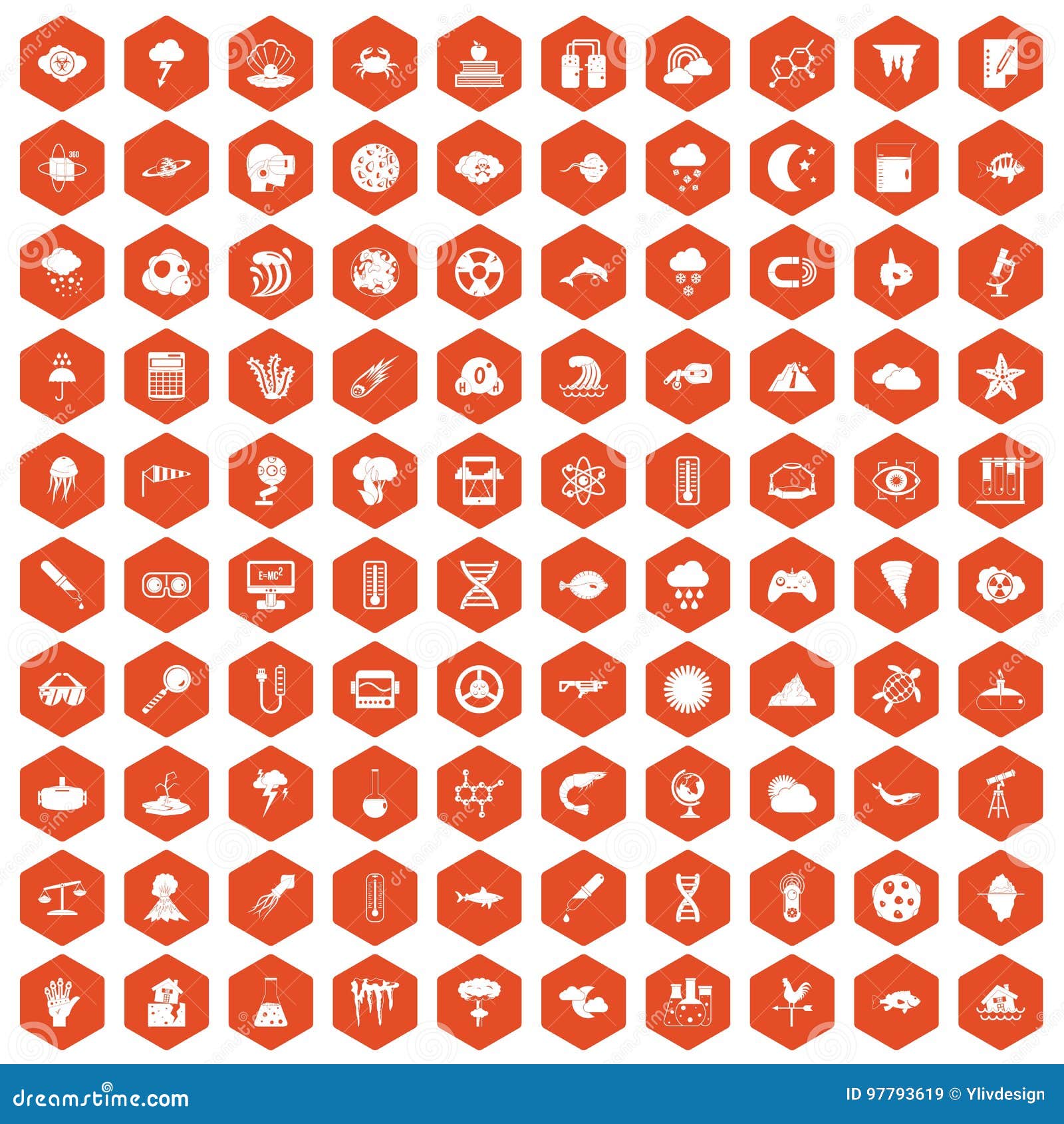 100 Research Icons Hexagon Orange Stock Vector - Illustration of ...