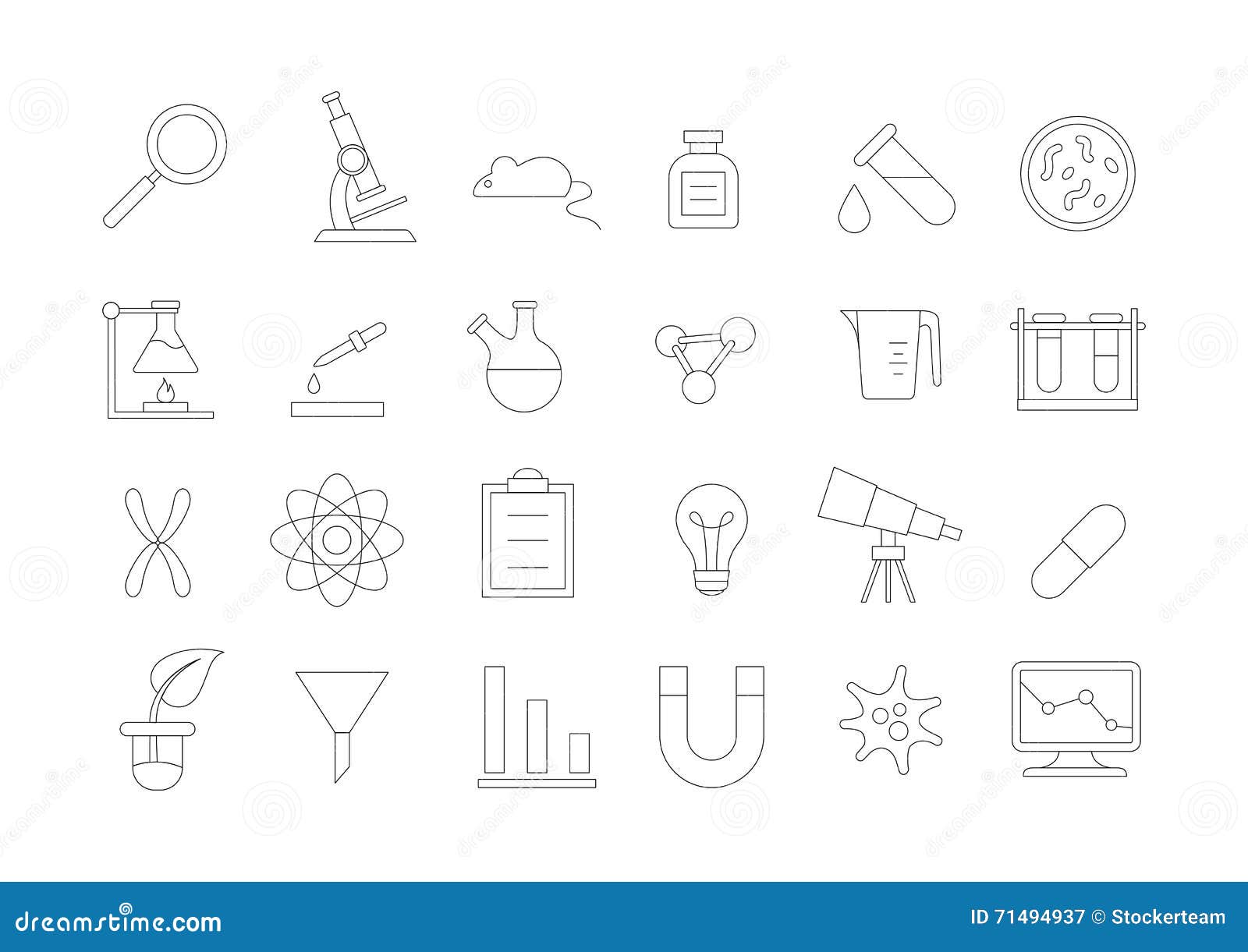 Research icons set stock illustration. Illustration of molecule - 71494937