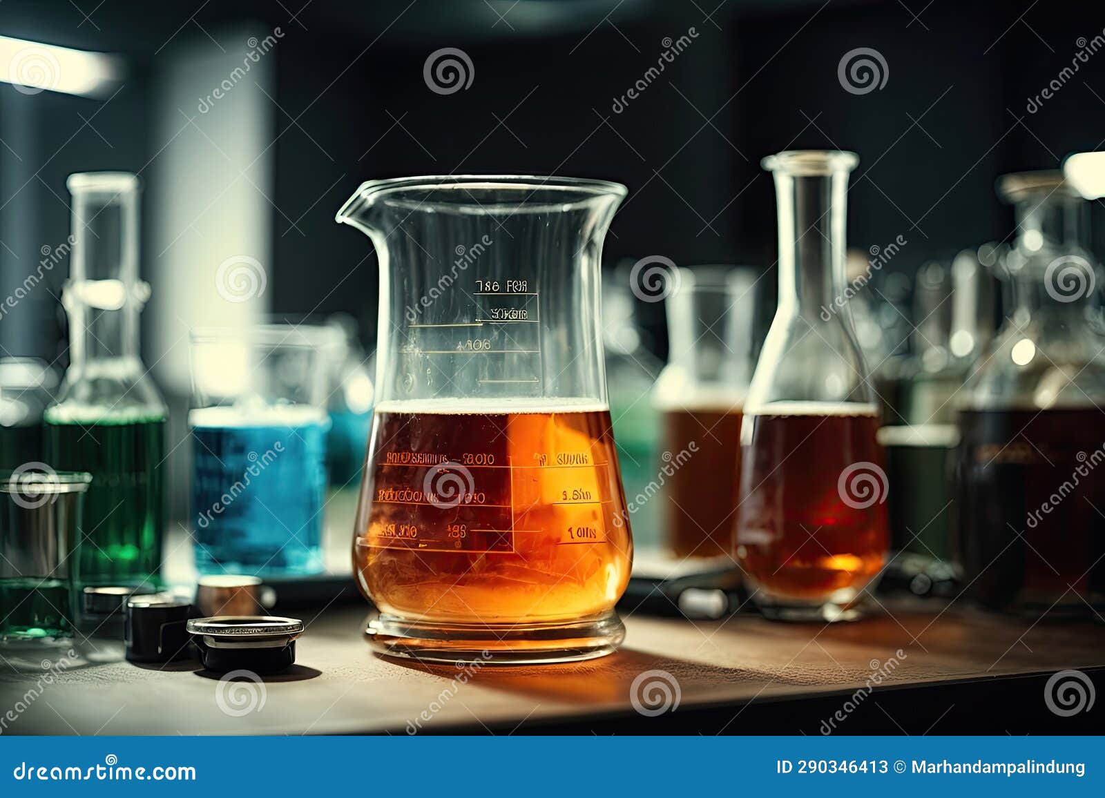Research and Innovation - Beaker with Formula in Laboratory Stock ...
