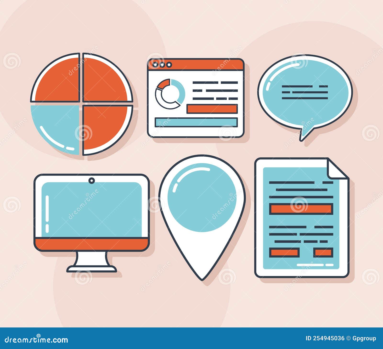 Research items set stock vector. Illustration of design - 254945036