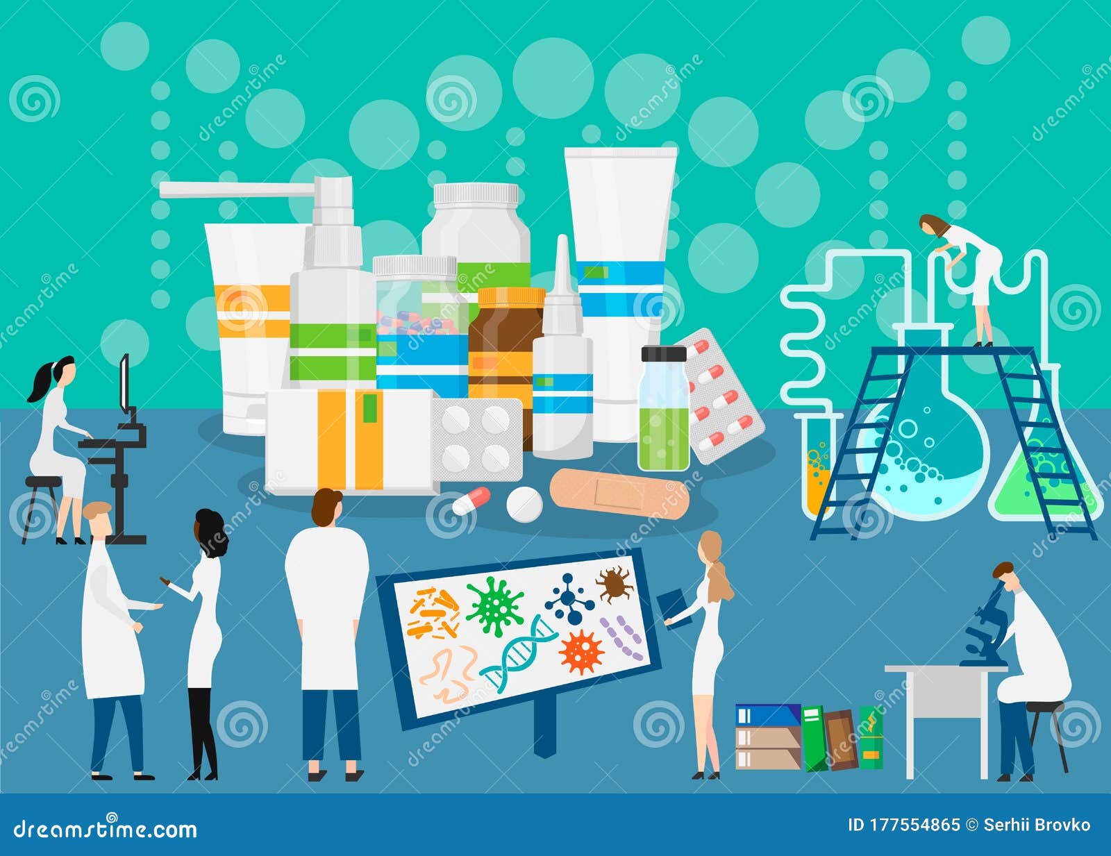 Research Laboratory Concept Isolated on White Background. Vector ...