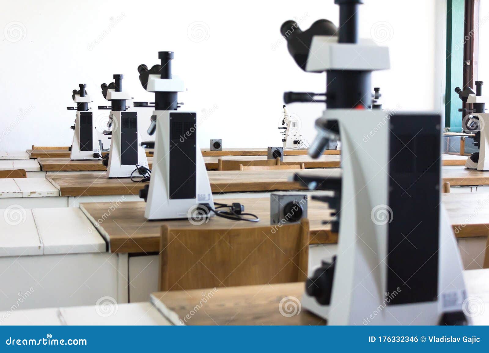 Research Laboratory with Microscope Stock Photo - Image of industry ...