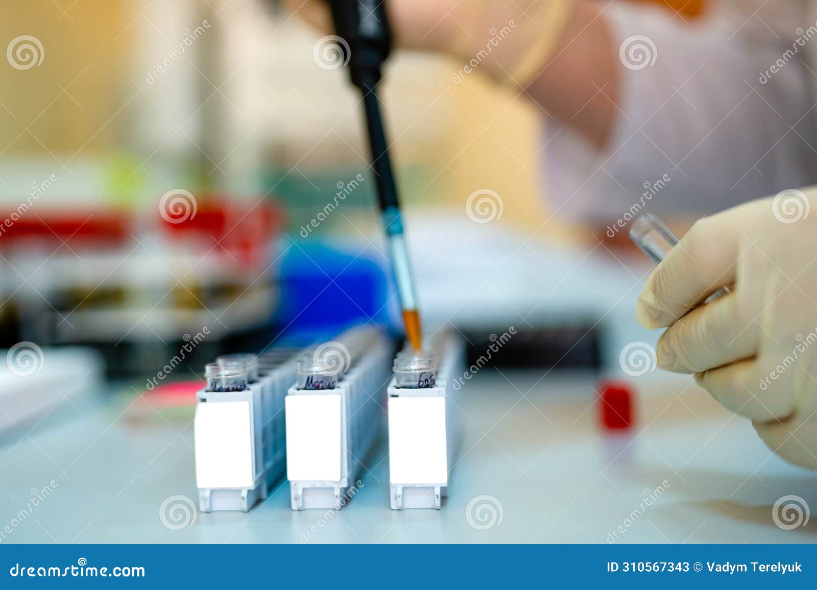 Research in Laboratory. Professional Laboratory Assistant Taking Blood ...