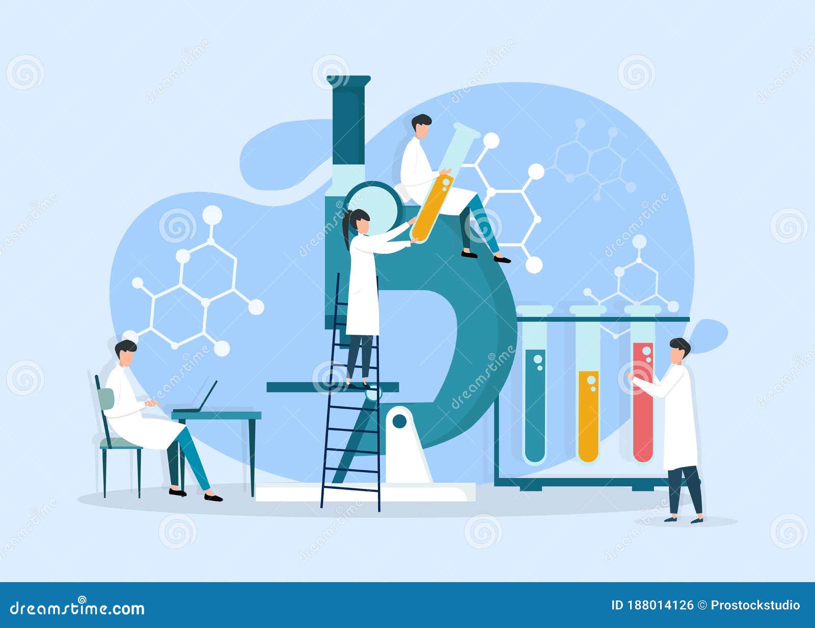 Research Laboratory. Vector Image of Professional Scientists Working in ...