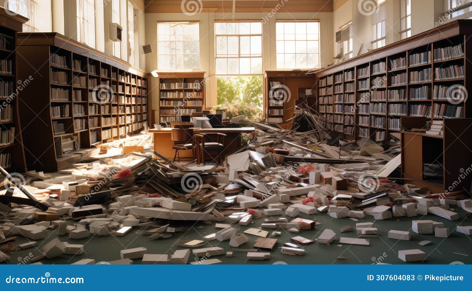 Research Library Earthquake Stock Illustration - Illustration of ...