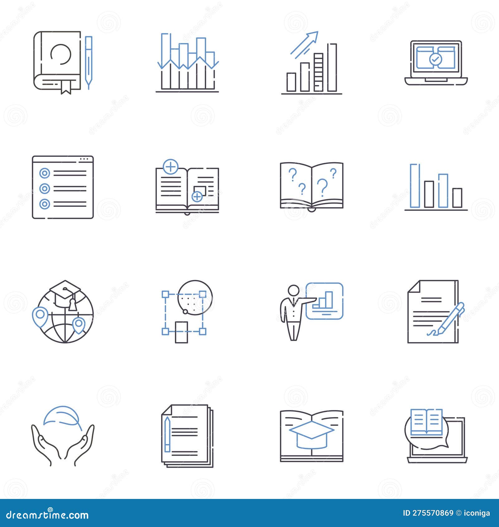 Research Line Icons Collection. Investigation, Analysis, Experiment ...