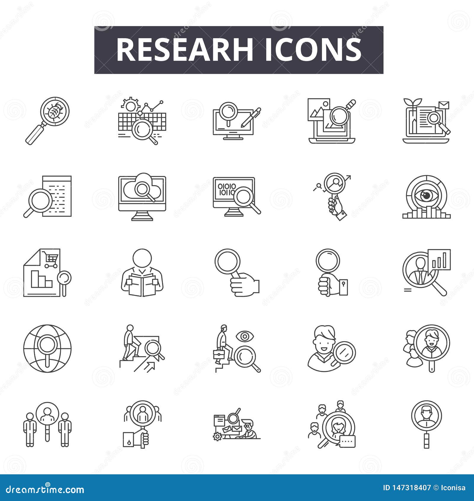 Research Line Icons, Signs, Vector Set, Outline Concept, Linear ... Research Line Icons, Signs, Vector Set, Outline Concept, Linear ...