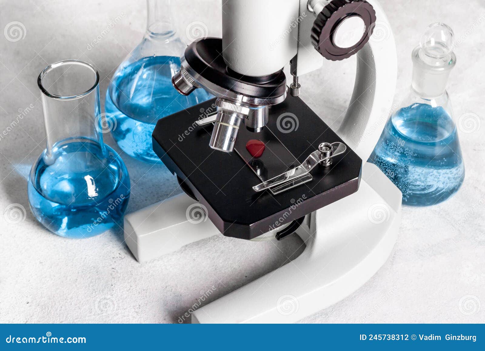 Research in Medical Laboratory with Microscope Equipment, Close Up ...