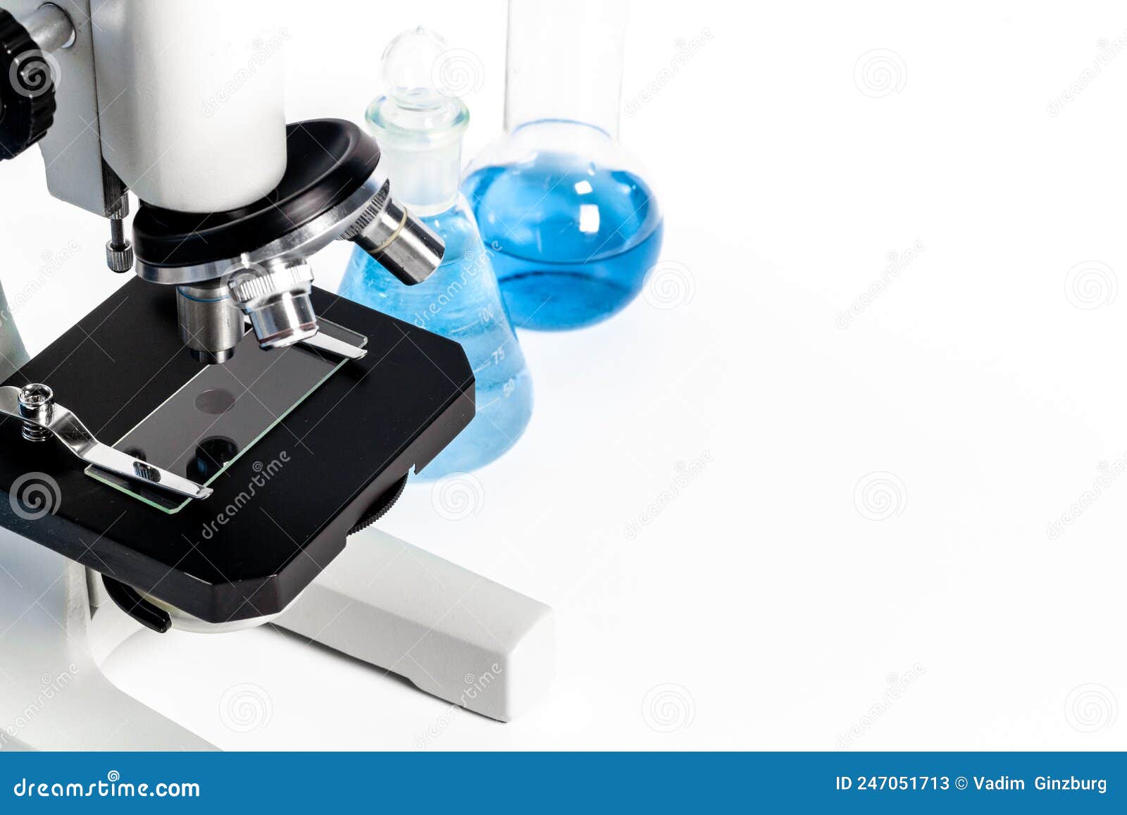 Research in Medical Laboratory with Microscope Equipment, Close Up ...