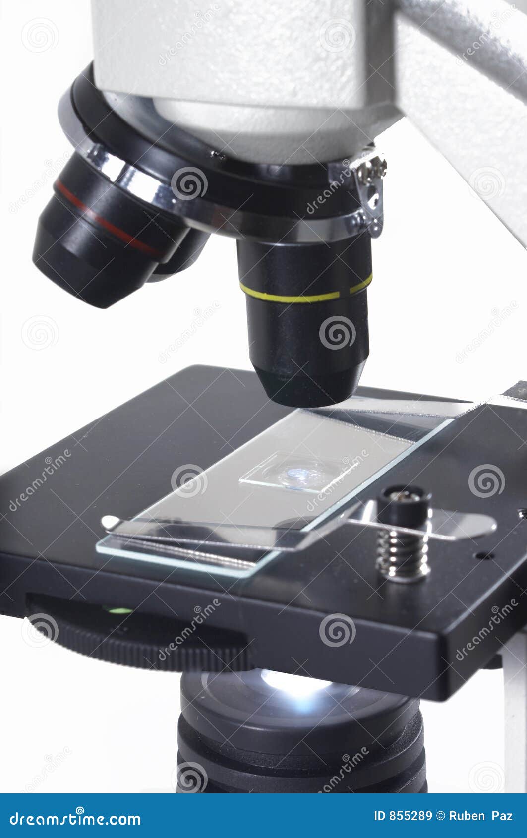 Research Microscope With Molecule Structural Formula And Periodic Table ...