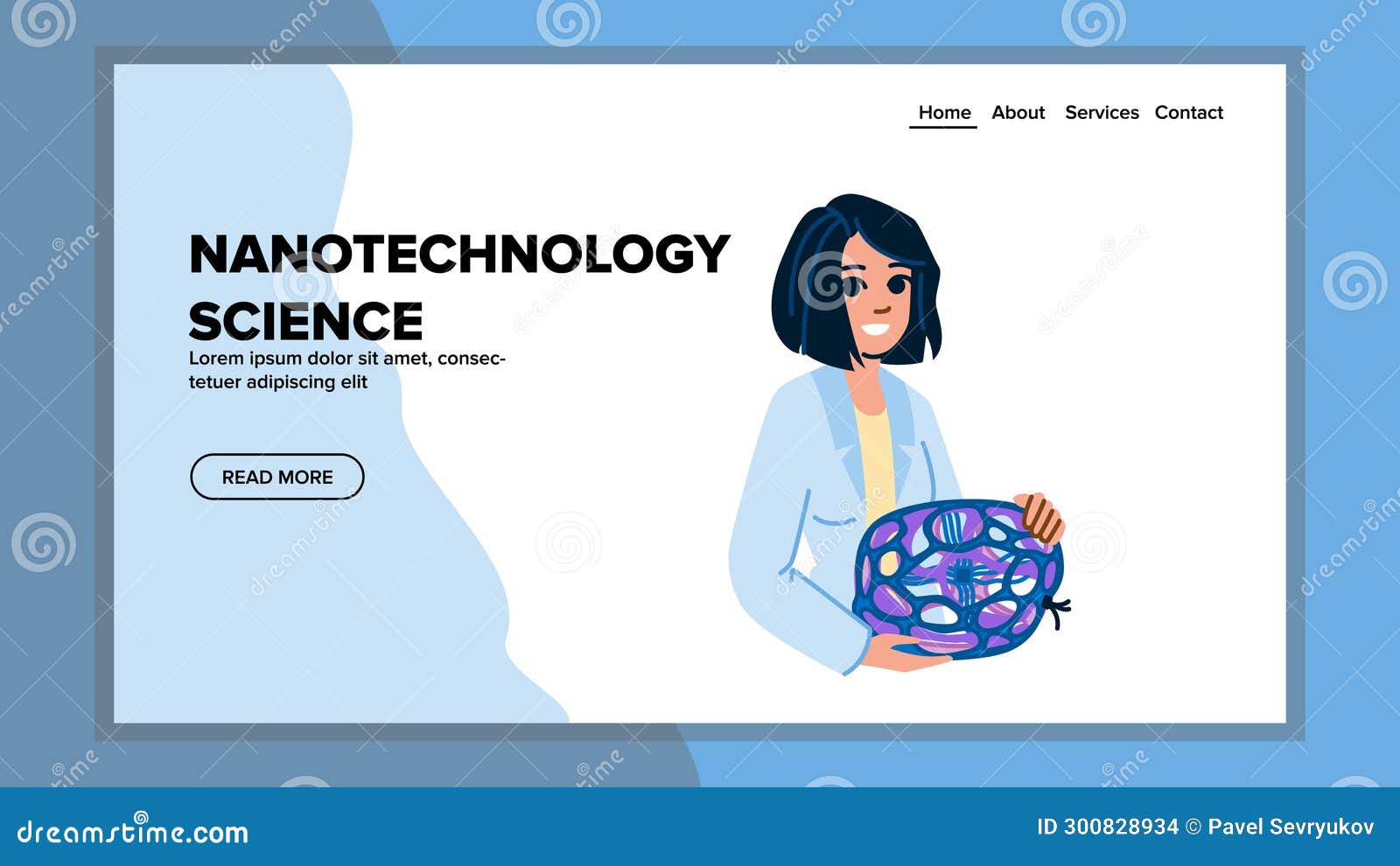 Nanotechnology Lab, Science And Medicine Banner Cartoon Vector ...