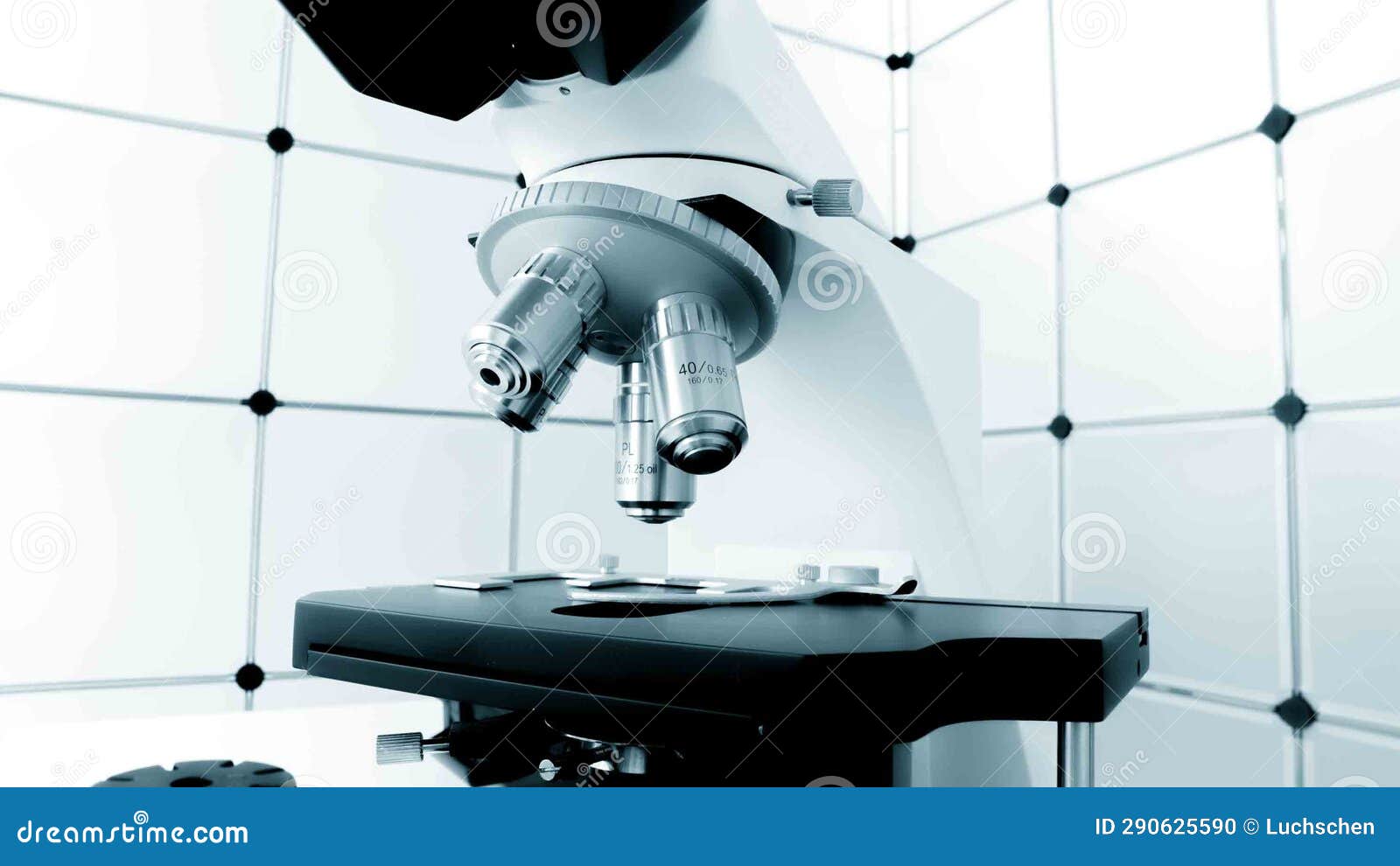 Research Optical Microscope in Blue Tones Stock Photo - Image of health ...