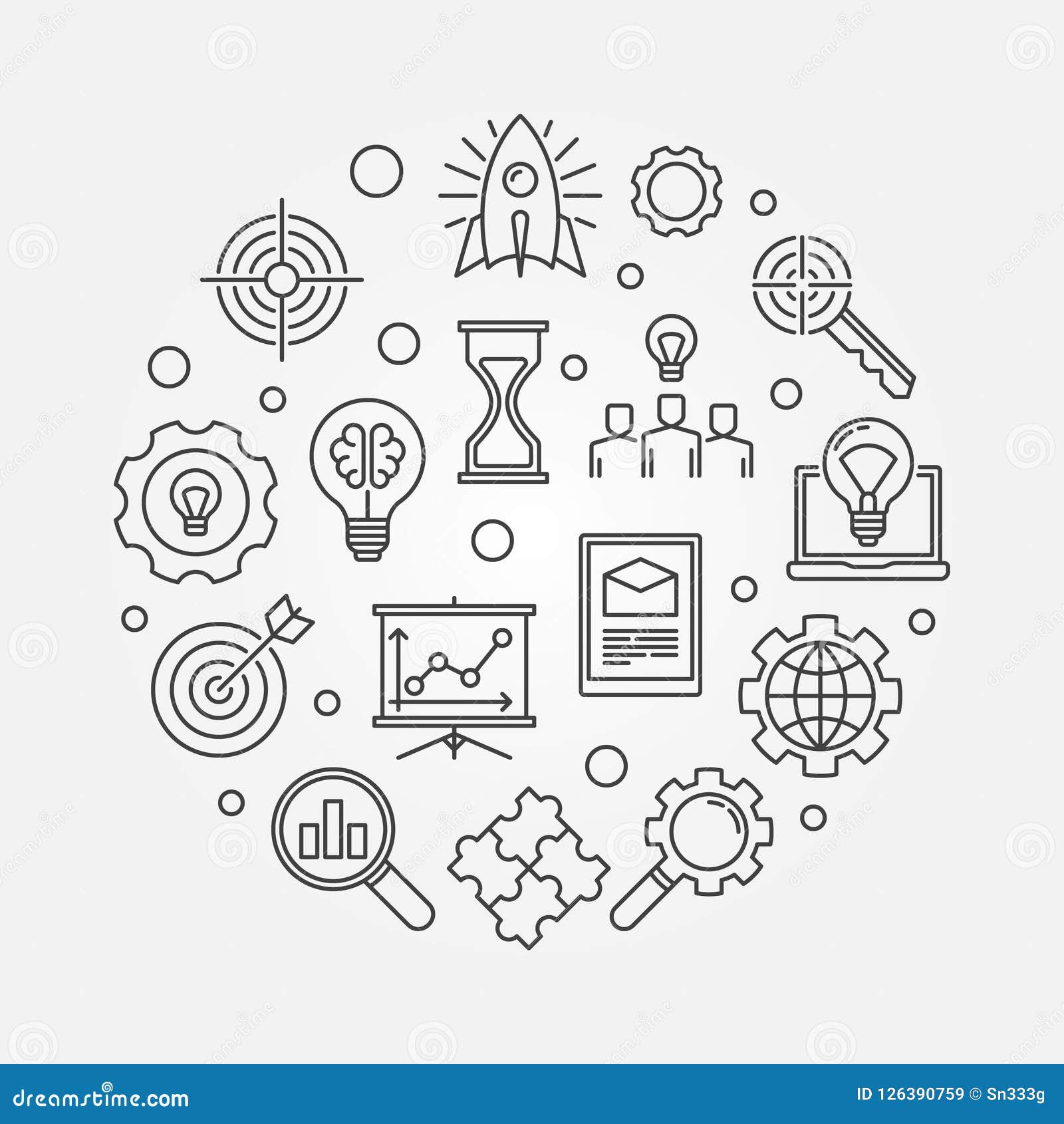 Research Round Vector Illustration in Thin Line Style Stock Vector ...