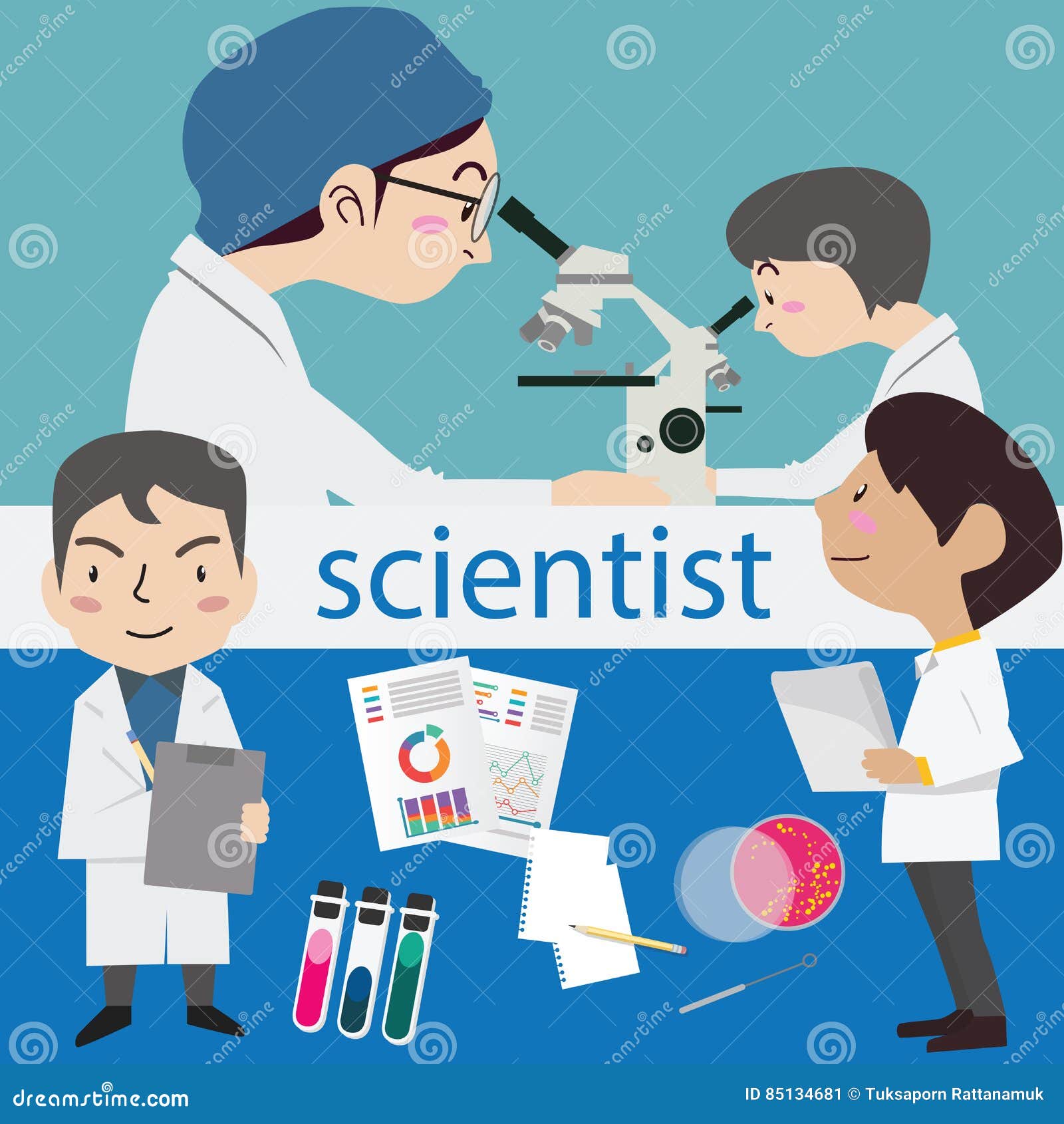 Laboratory Scientist Group Study Human Brain And Psychology. Medical ...