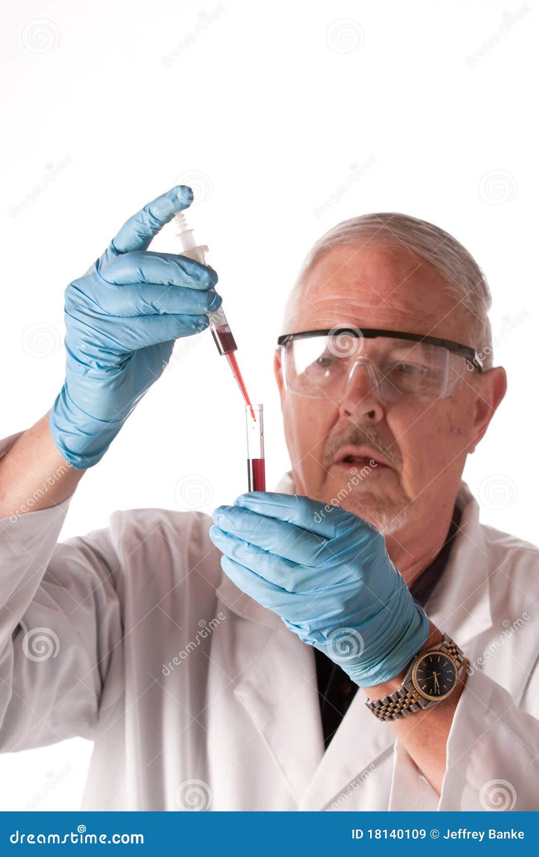 Research Scientist Placing Blood Stock Image - Image of tube, syringe ...