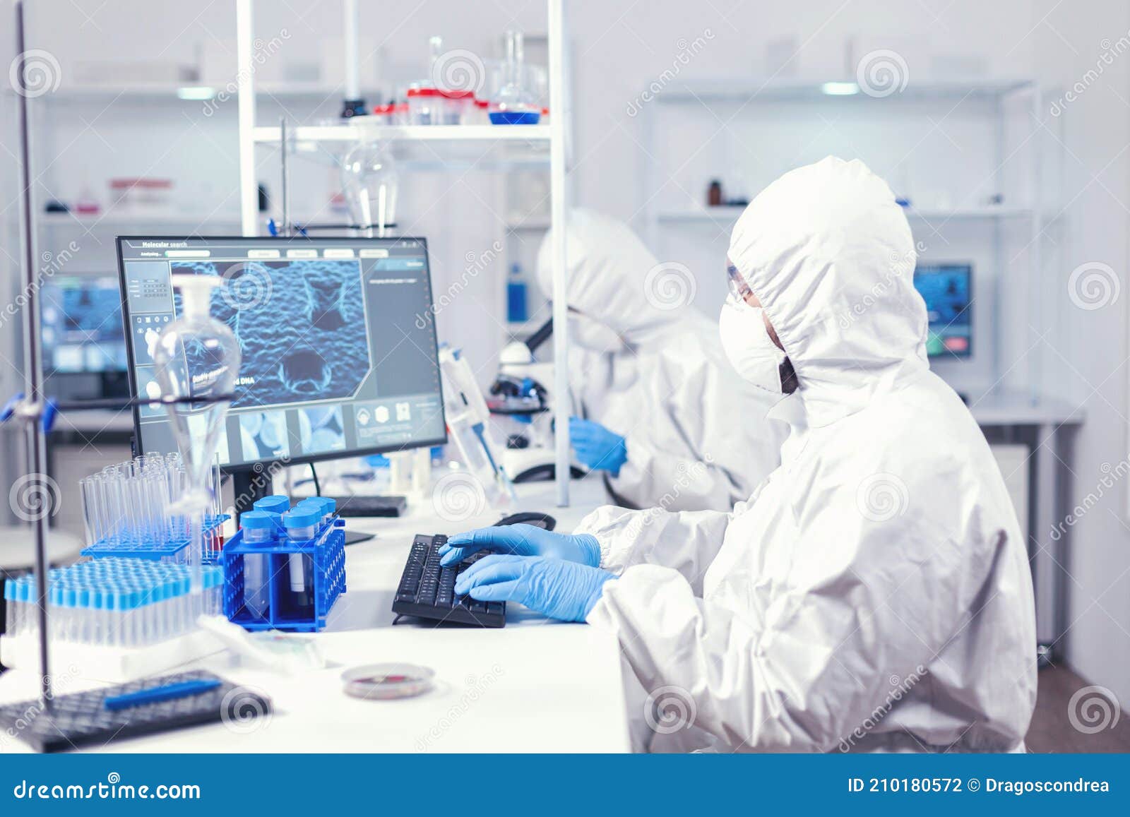 Research Scientist Typing Information Obtained Stock Photo - Image of ...