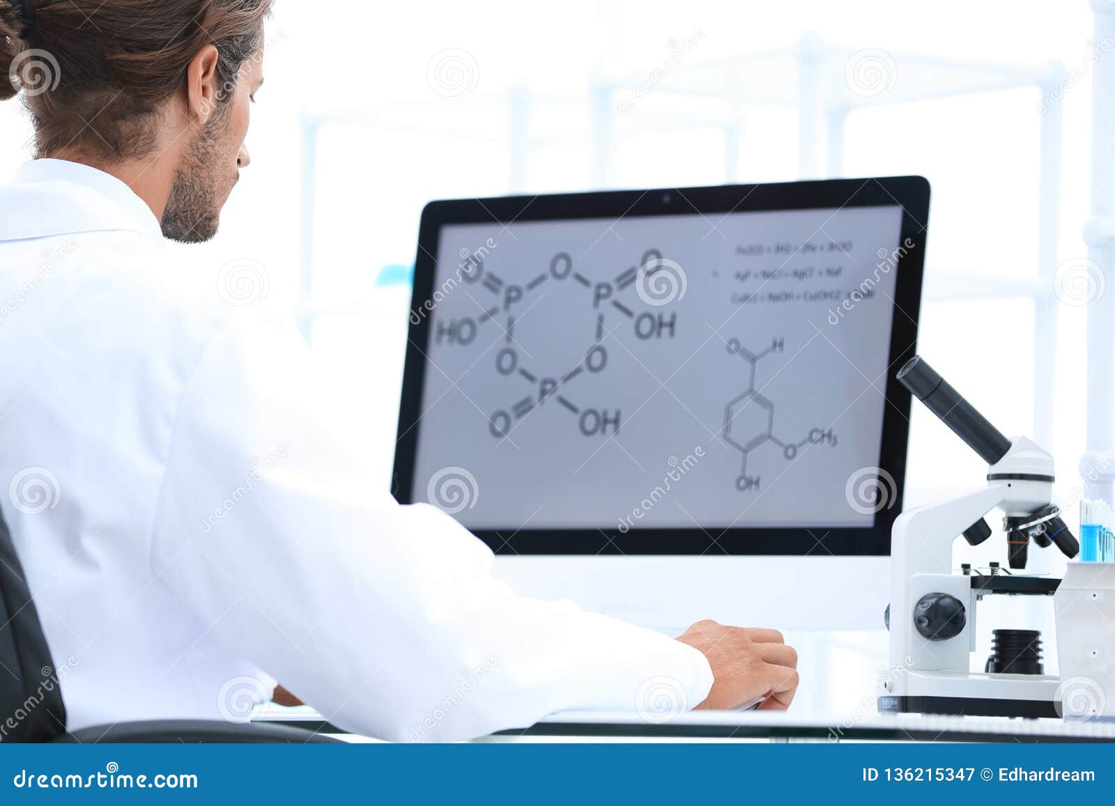 Research Scientist Using Computer Chemistry Laboratory Stock Image ...