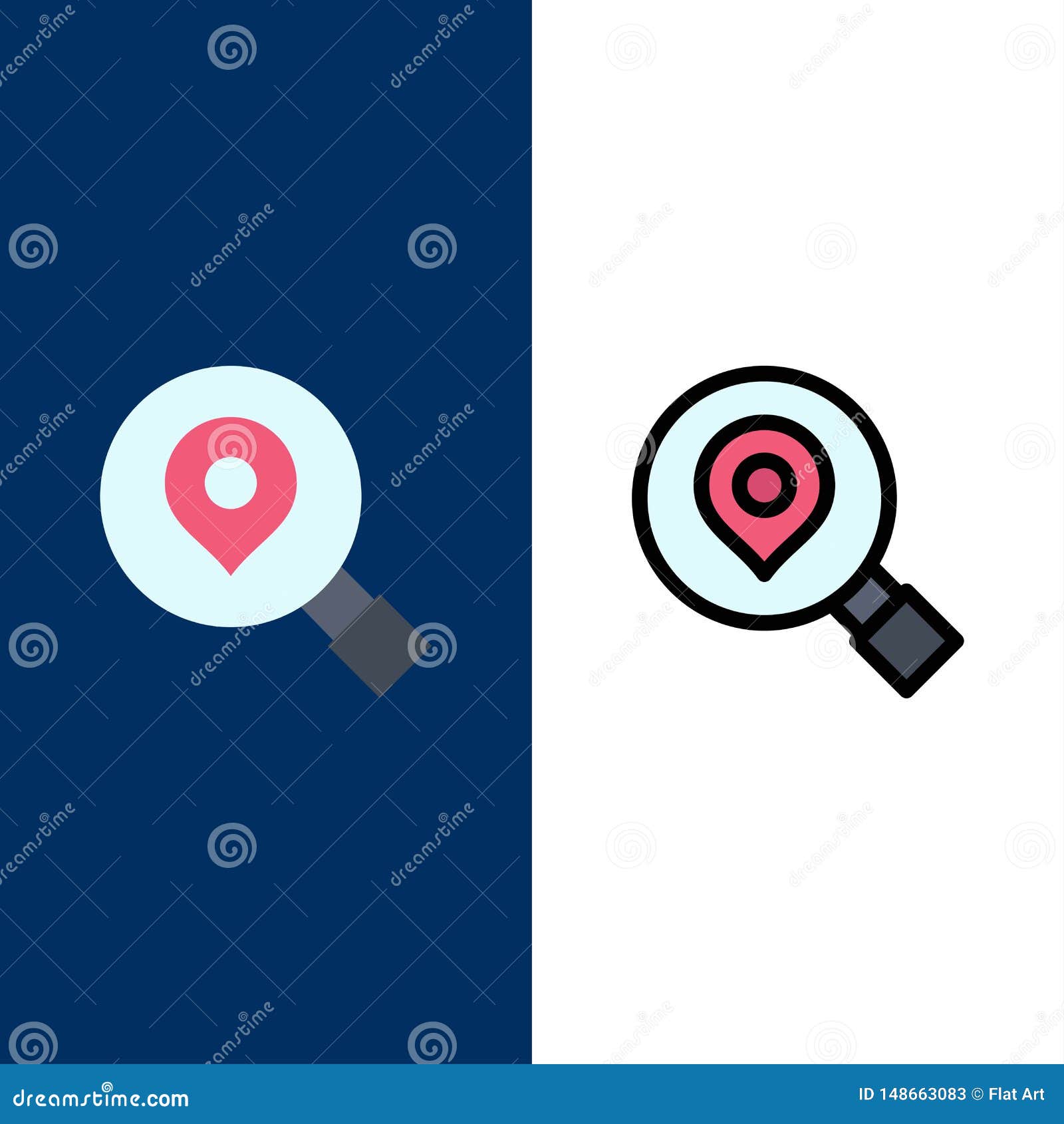 Research, Search, Map, Location Icons. Flat and Line Filled Icon Set ...