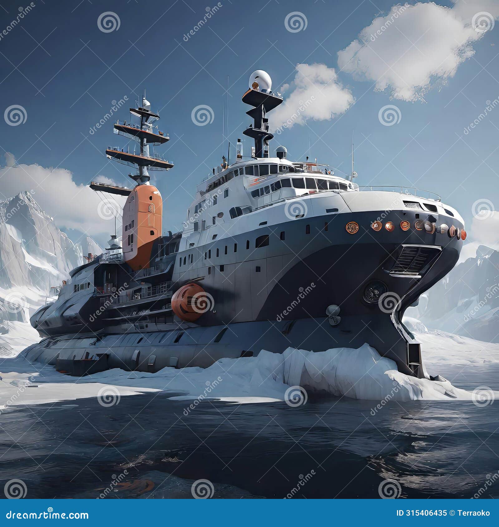 Research Ship Explores, A Huge Ship With Scientific Instruments, A ...