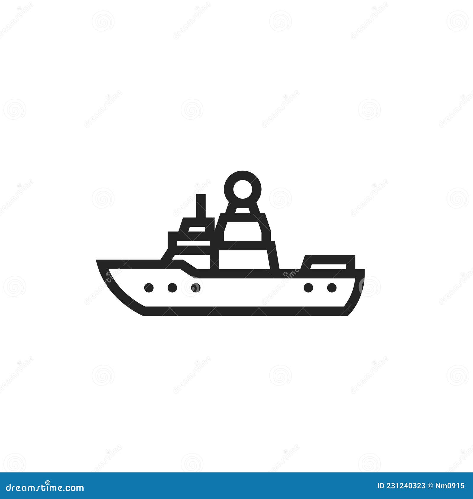 Research Ship Line Icon. Scientific and Oceanographic Research Vessel ...
