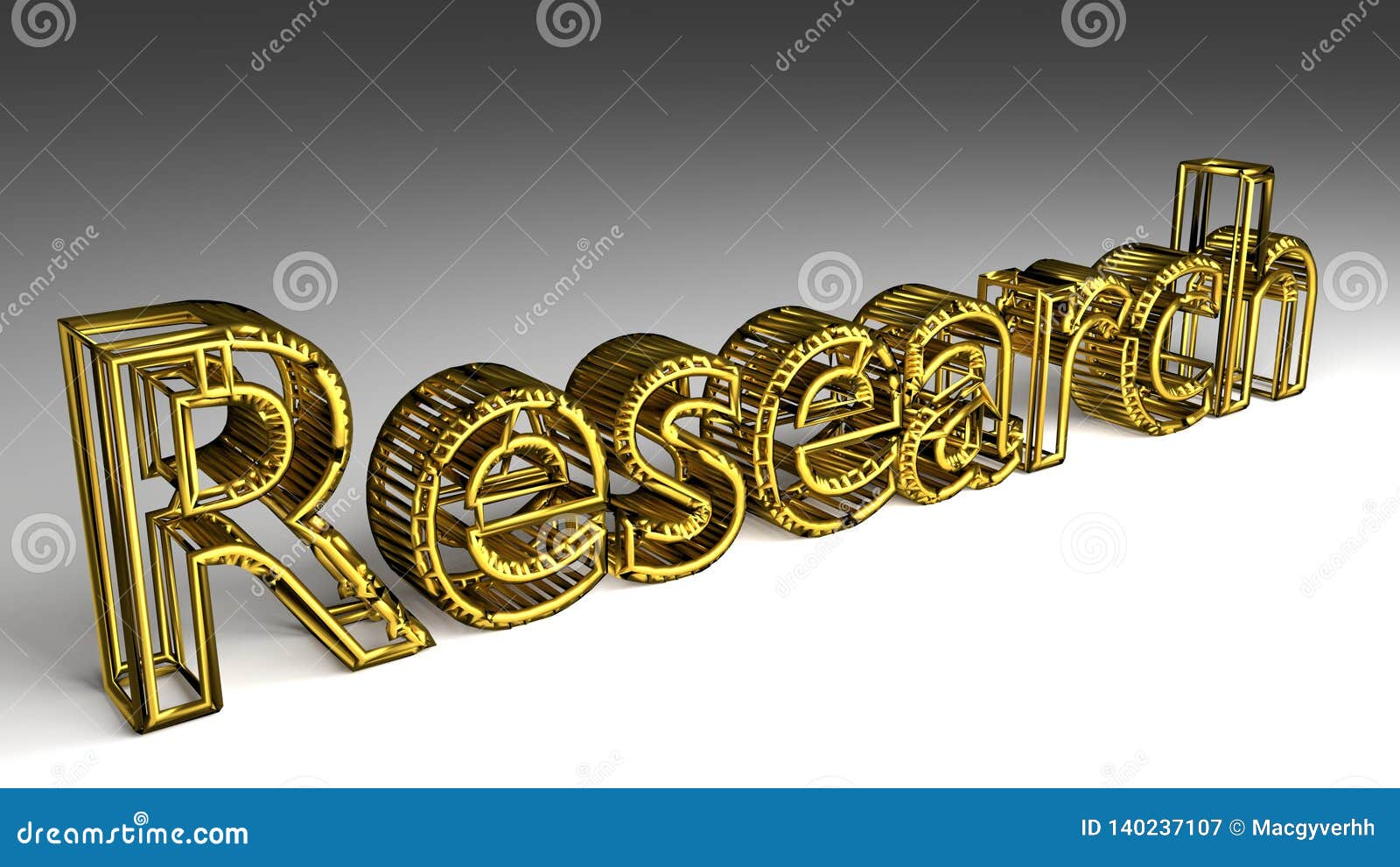Research Sign in Gold and Glossy Letters Stock Illustration ...