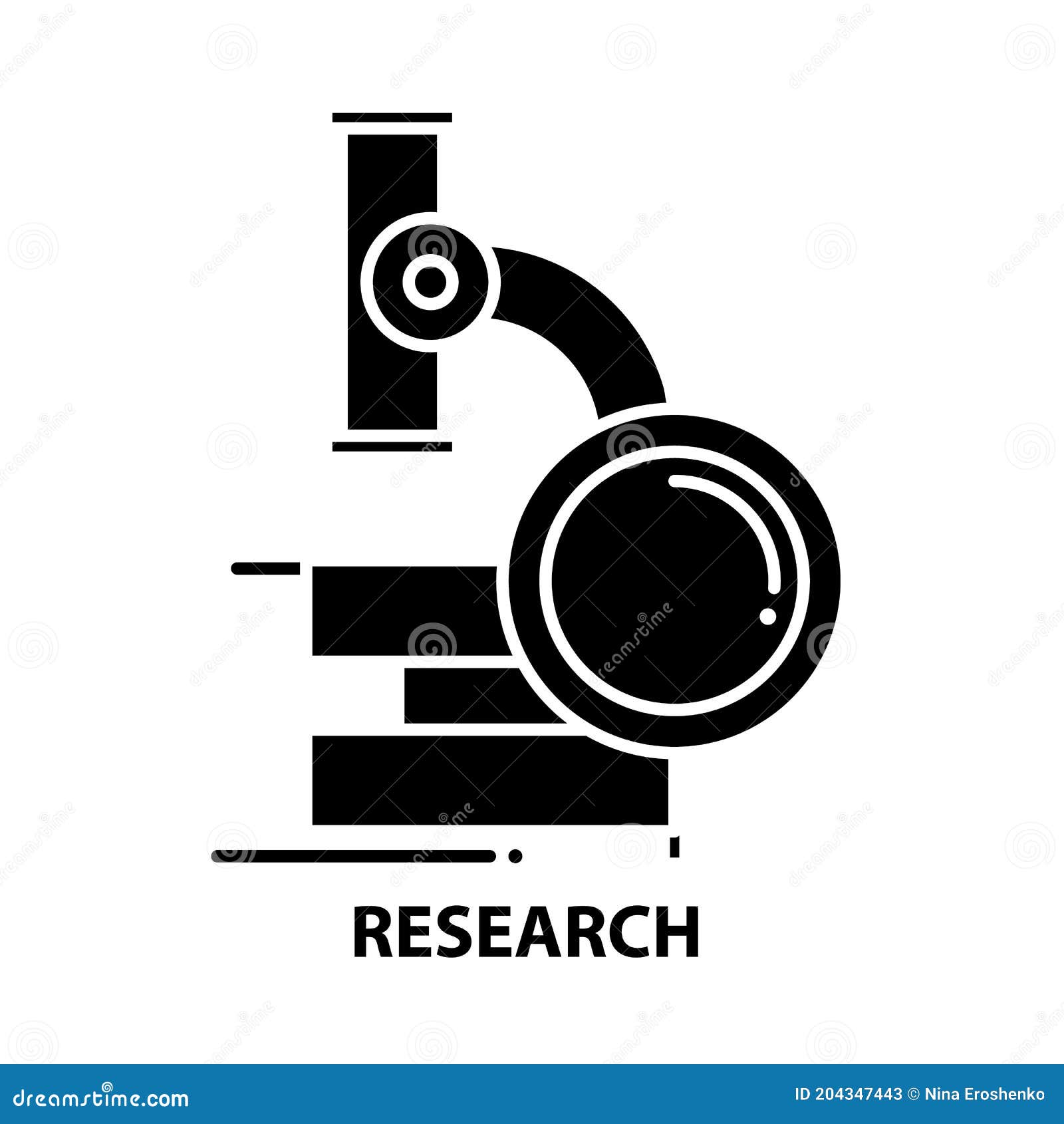 Research Sign Icon, Black Vector Sign with Editable Strokes, Concept ...