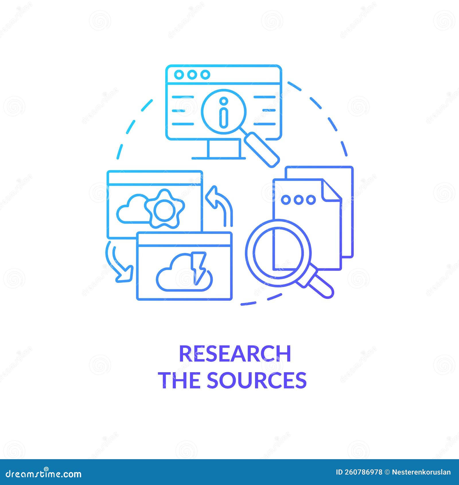 Research Sources Blue Gradient Concept Icon Stock Vector - Illustration ...