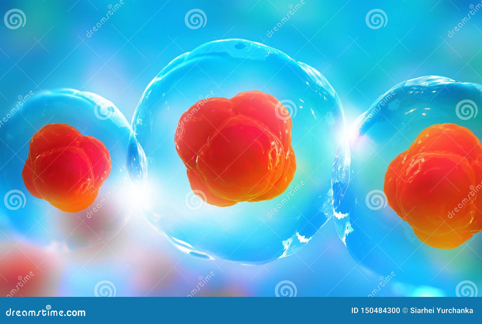 Research of Stem Cells. Cells Under a Microscope. Cellular Therapy ...