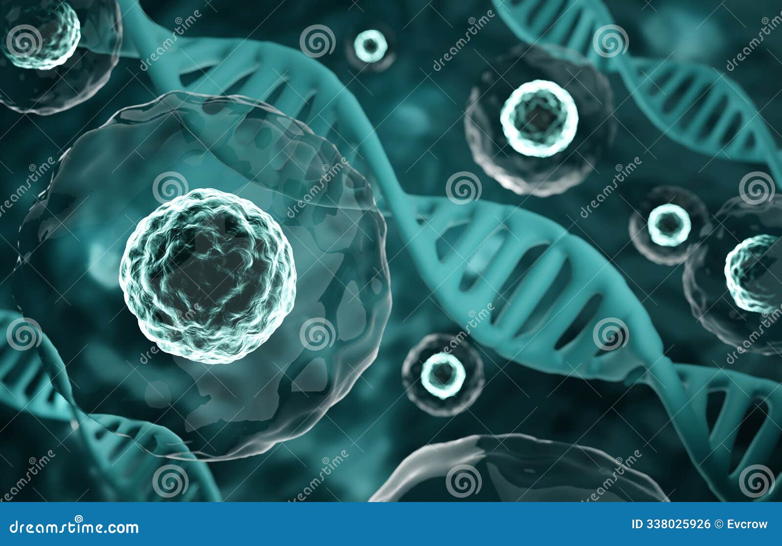 Research of Stem Cells. Stem Cells Under a Microscope. Cellular Therapy ...
