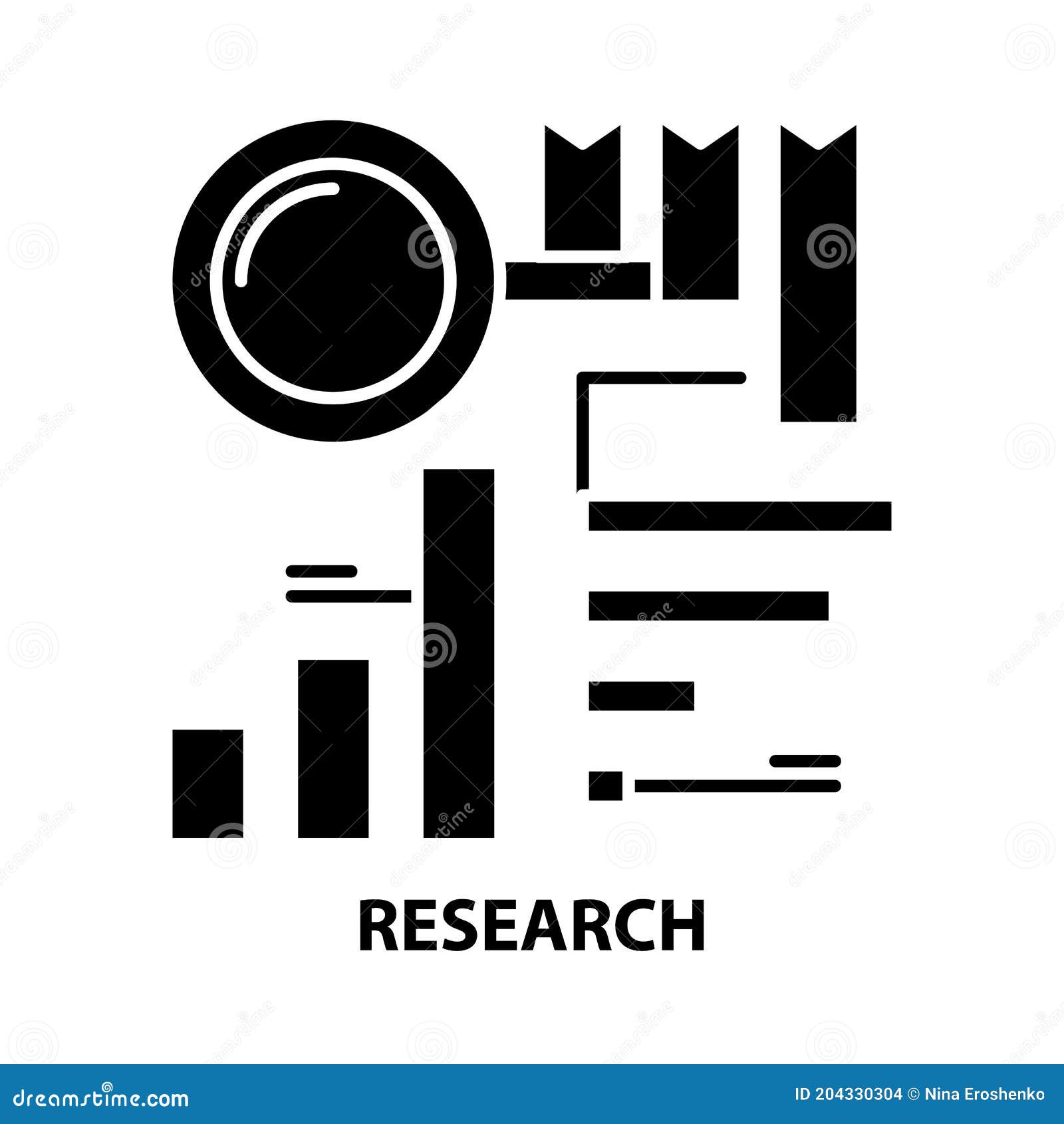 Research Symbol Icon, Black Vector Sign with Editable Strokes, Concept ...