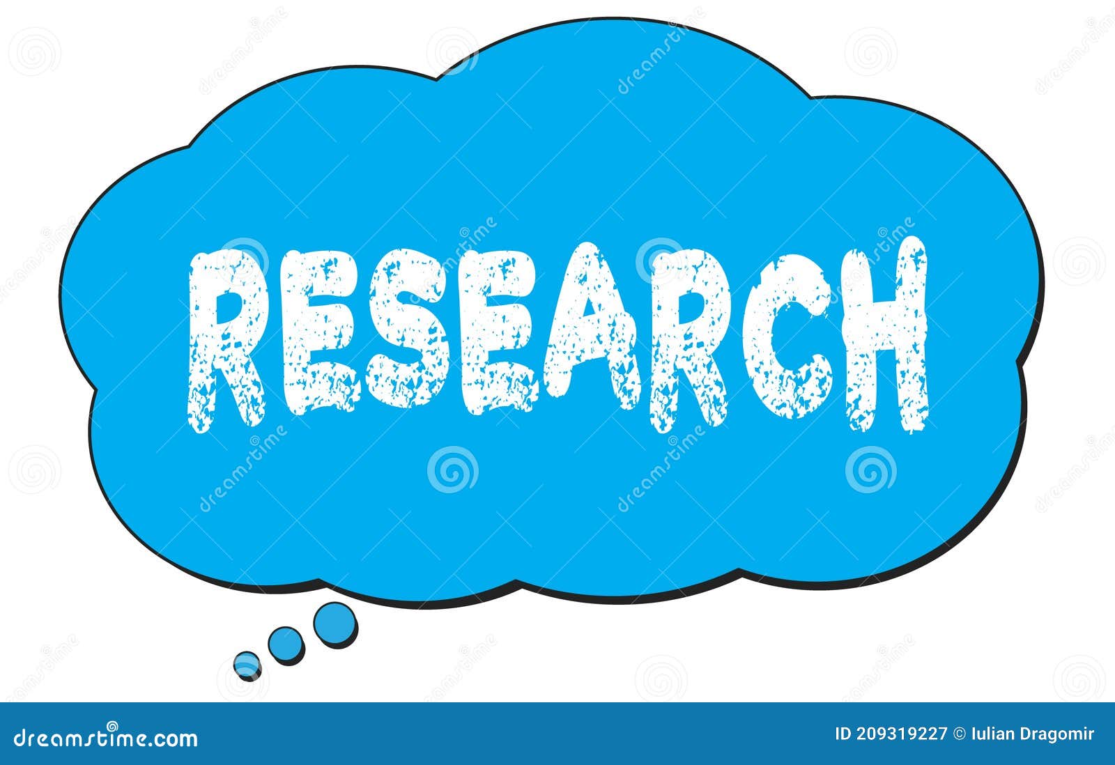 RESEARCH Text Written on a Blue Thought Bubble Stock Illustration ...