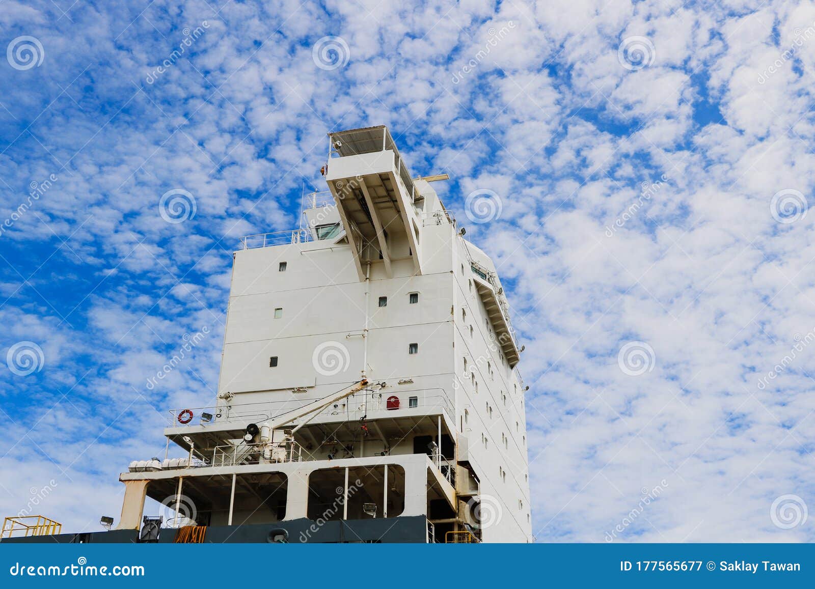 Navigator with Bridge Deck of Cargo Ship Stock Image - Image of close ...