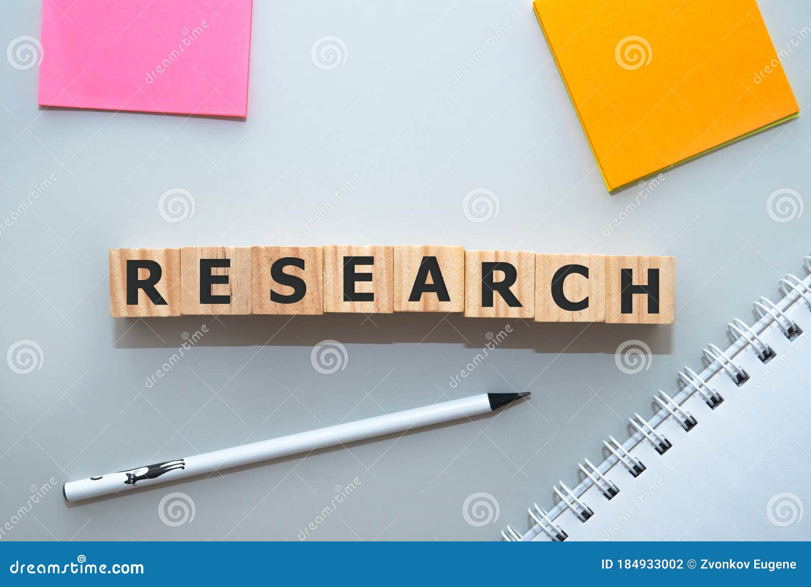 RESEARCH Word Made with Building Blocks on Office Table Stock Photo ...