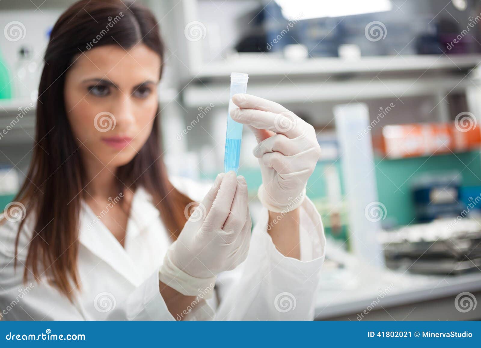 Researcher Analyzing a Test Tube Stock Image - Image of glove, cancer ...