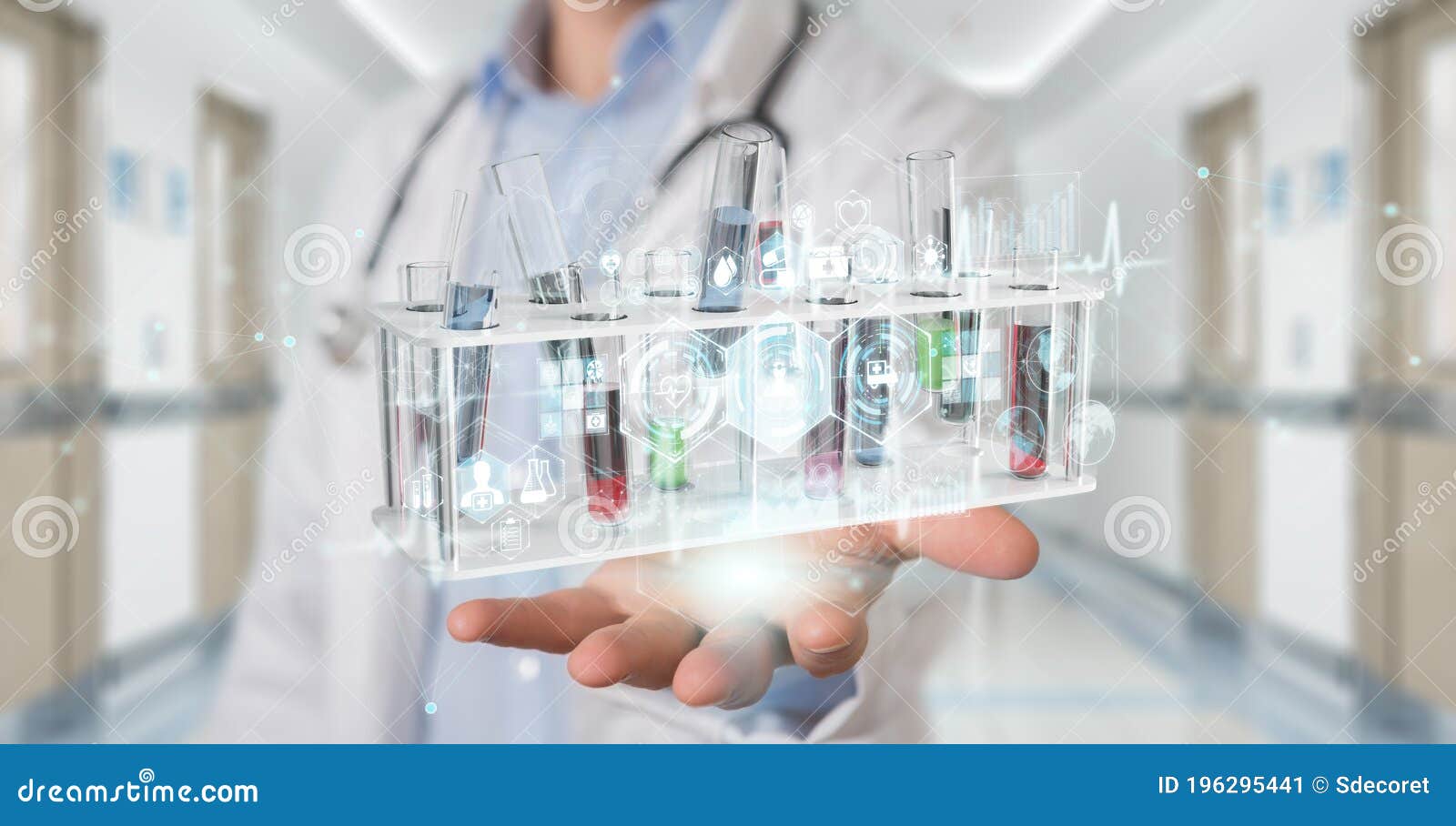 Researcher Holding and Touching Medical Analysis in Tubes Samples 3D ...