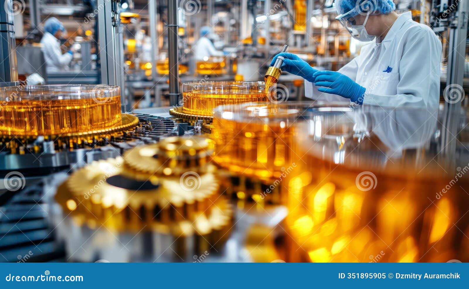 A Researcher Examines a Semiconductor Wafer Using a Microscope in a Lab ...