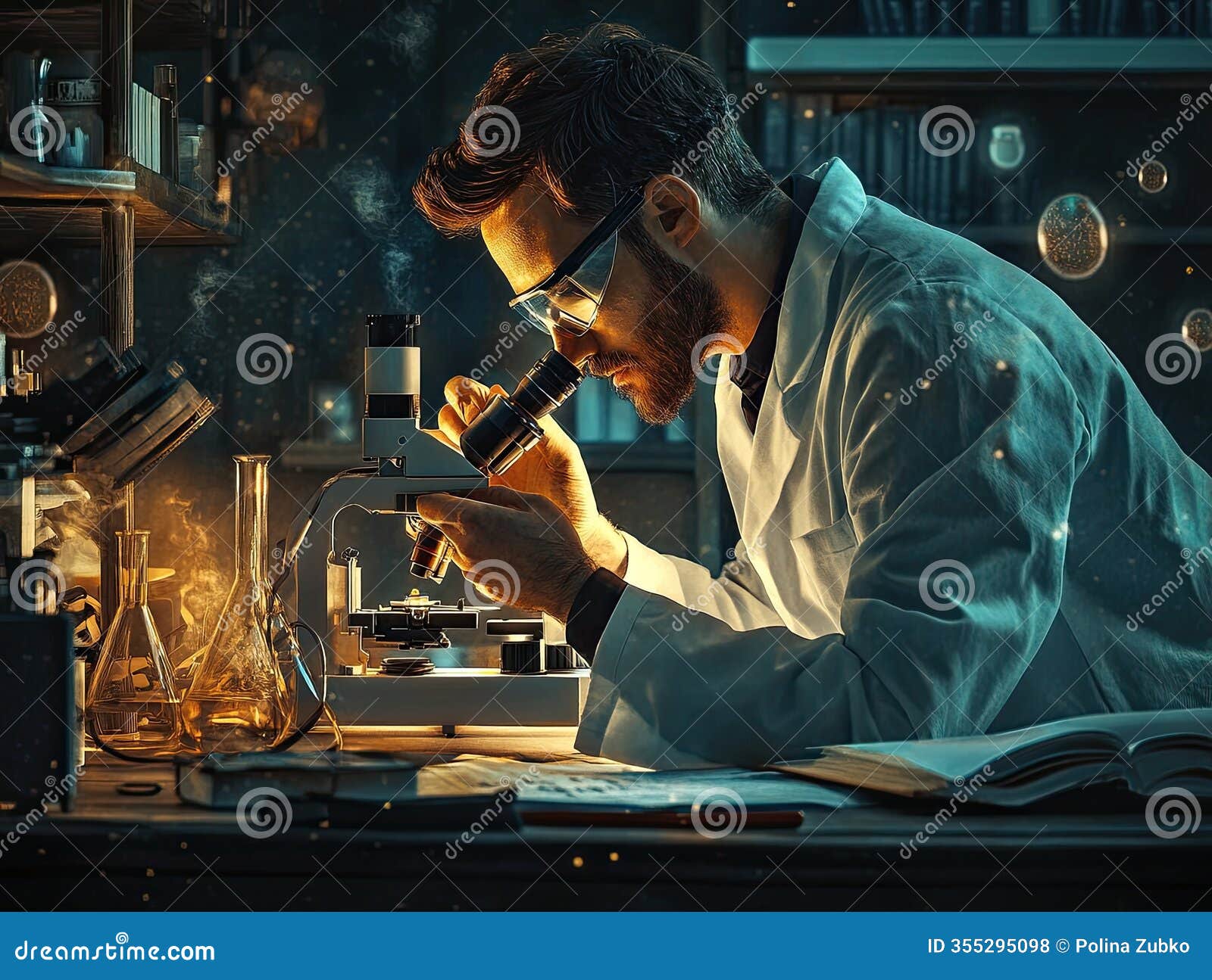 Researcher Examines Specimen Under Microscope in Laboratory Setting at ...