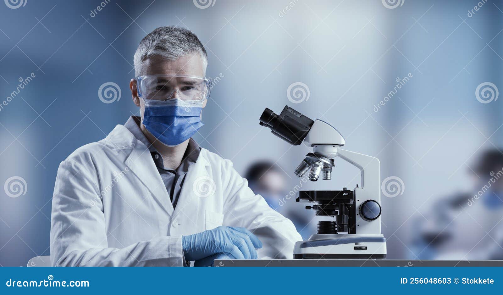 Researcher with Face Mask Working in the Laboratory Stock Image - Image ...